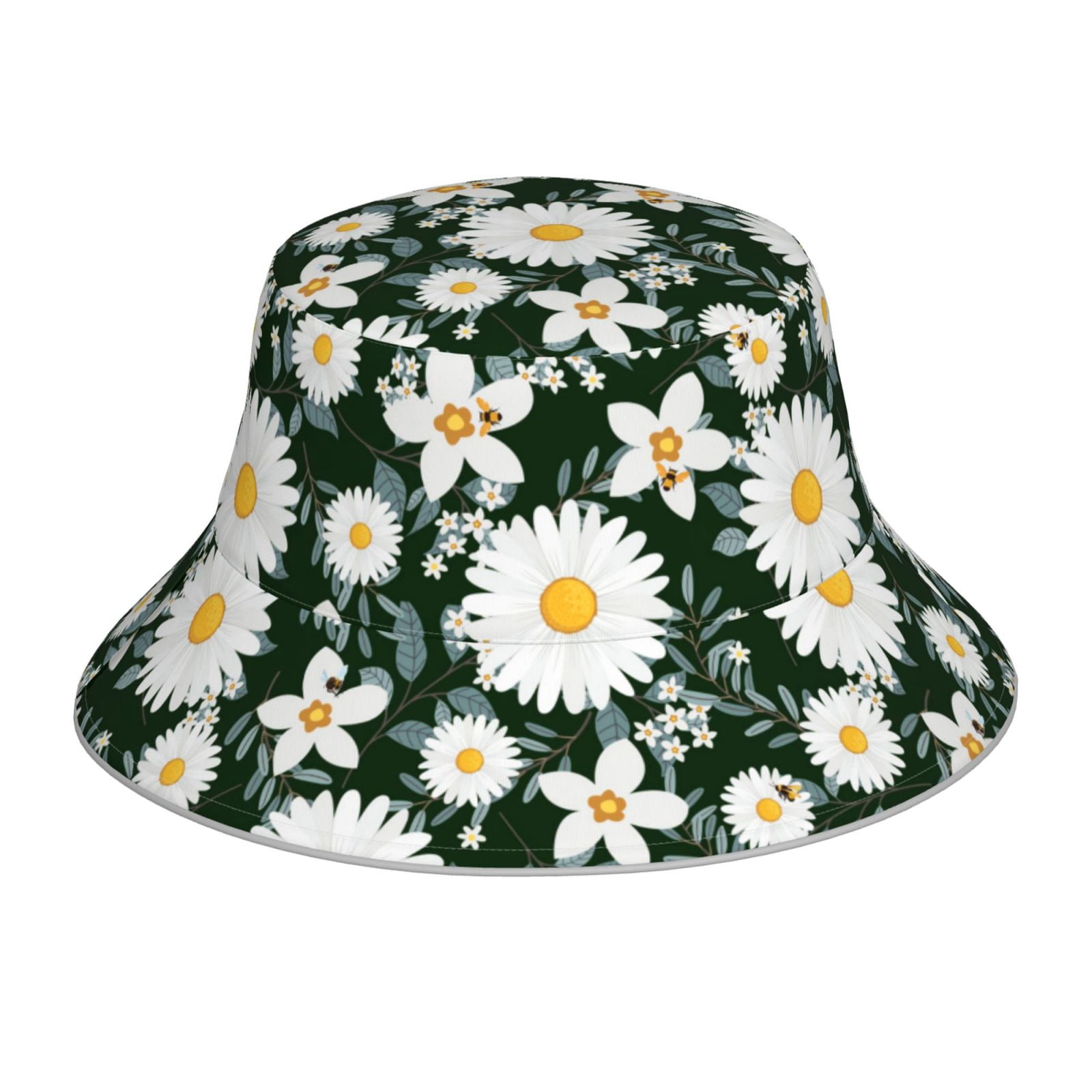 Balery White Daisies and Bee Sun Hats for Men Women Bucket Hat UPF 50 ...