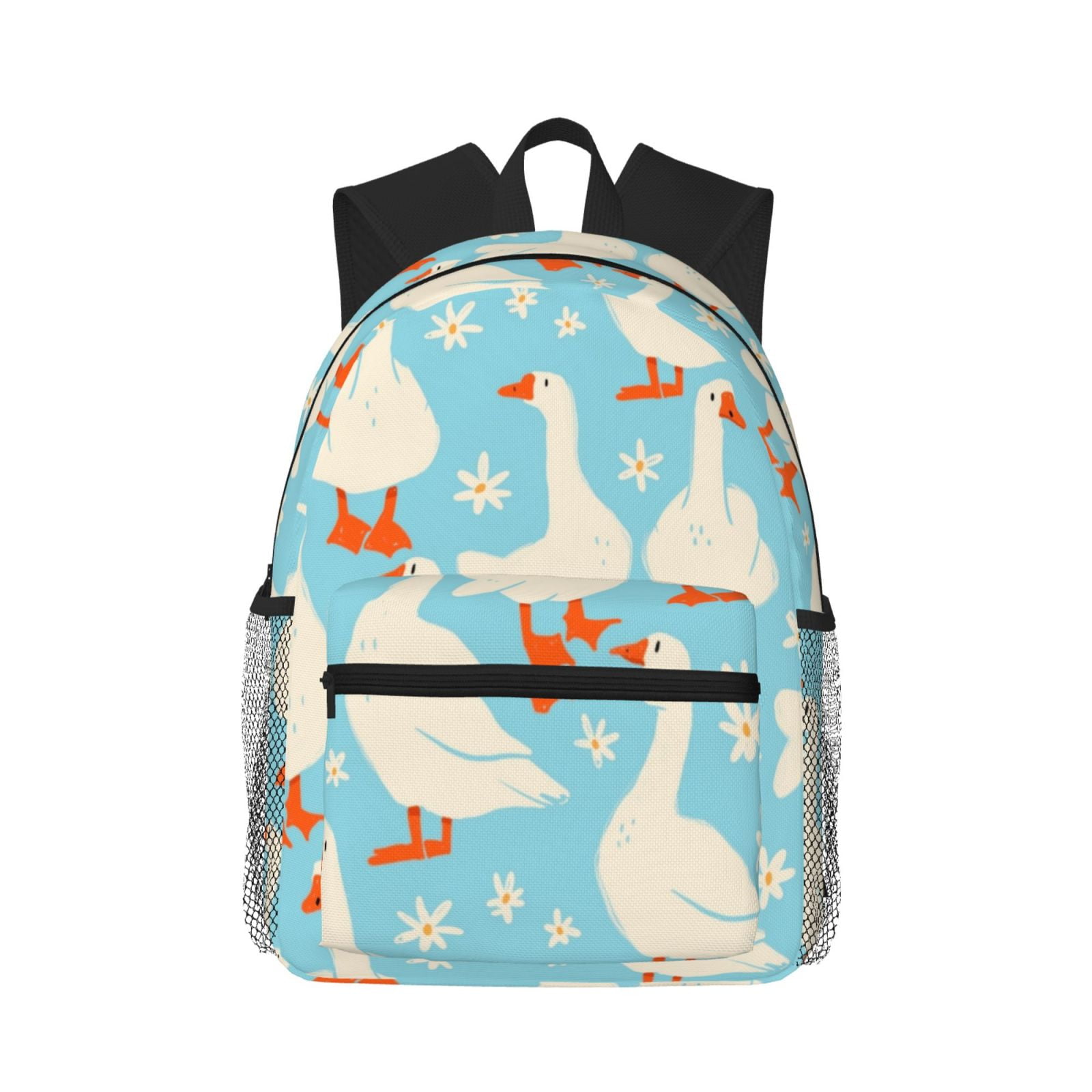 Balery White Geese and Flower Backpack for Women Men,Lightweight Casual ...