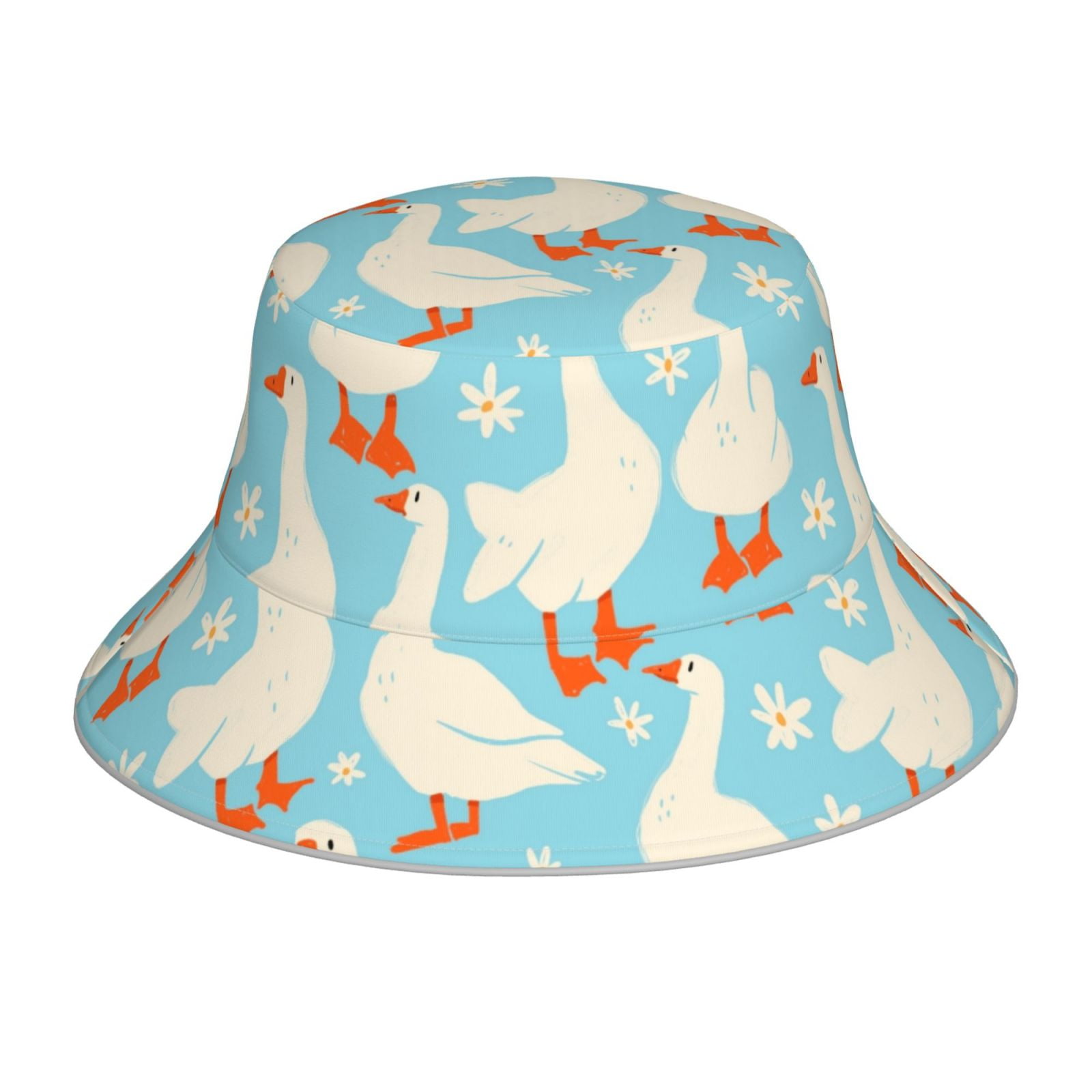 Balery White Geese and Flower Sun Hats for Men Women Bucket Hat UPF 50 ...