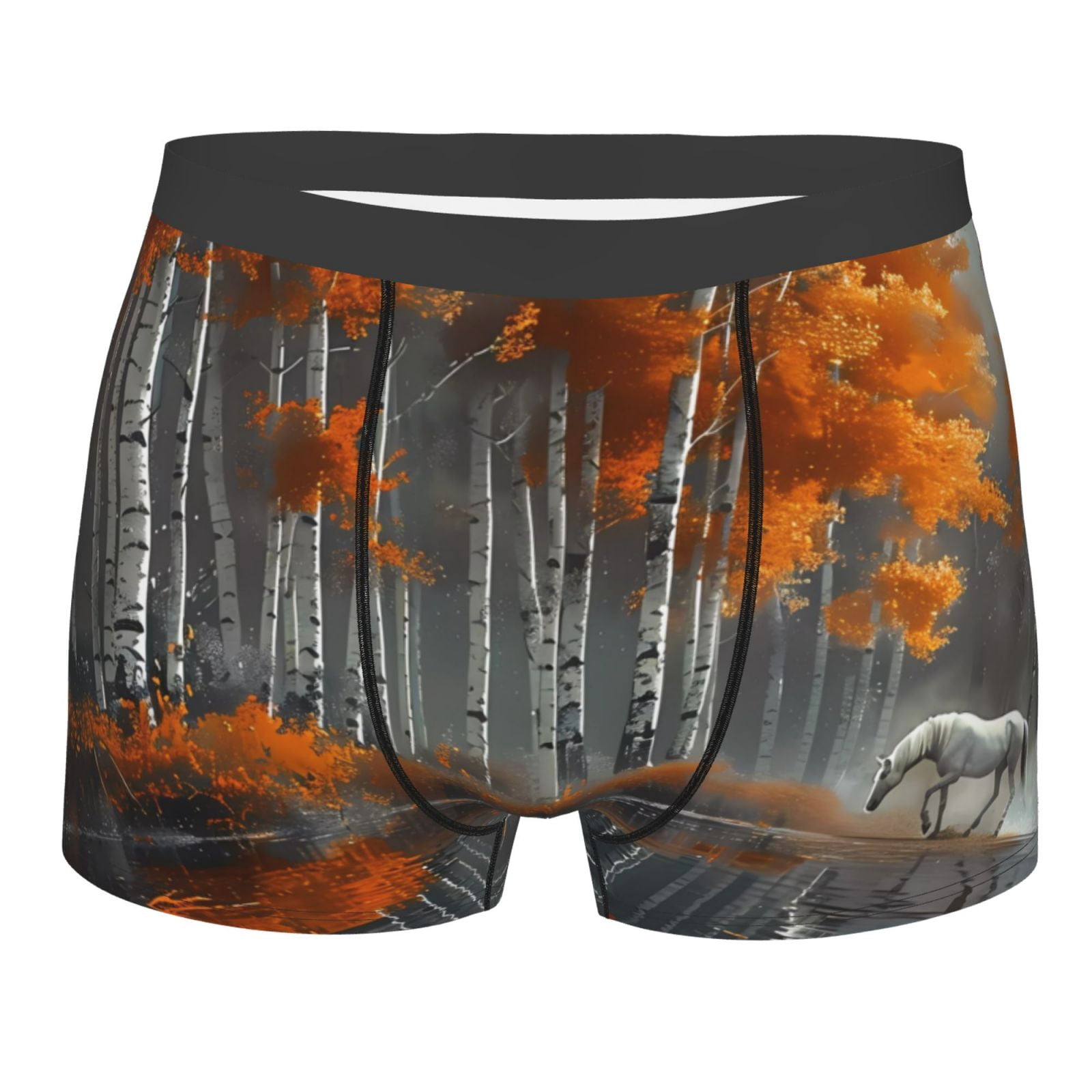 Balery White Horse Autumn Birch Men's Boxer Briefs, Soft and Breathable ...