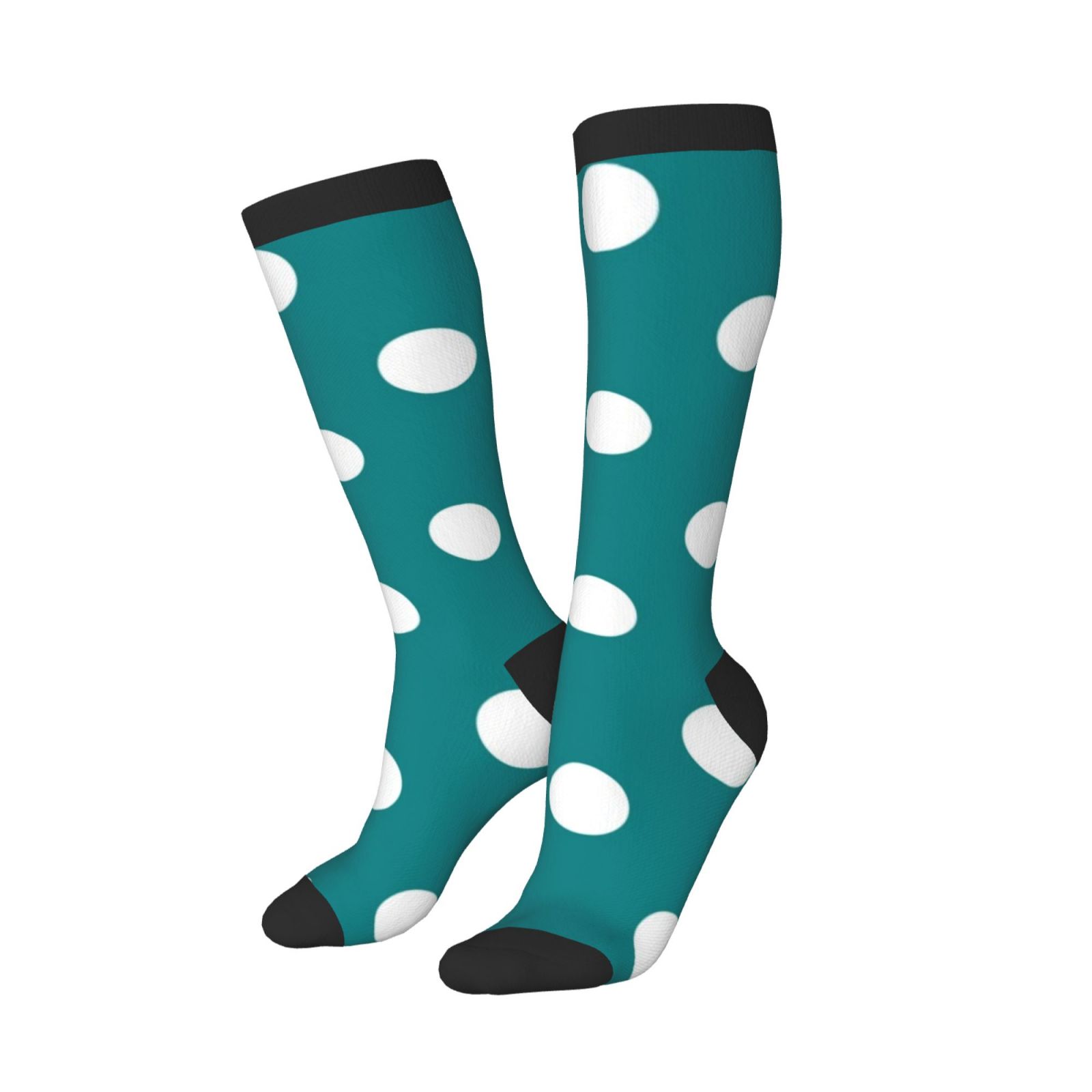 Balery White Polka Dots With Teal Background Printed Novelty Socks Men ...