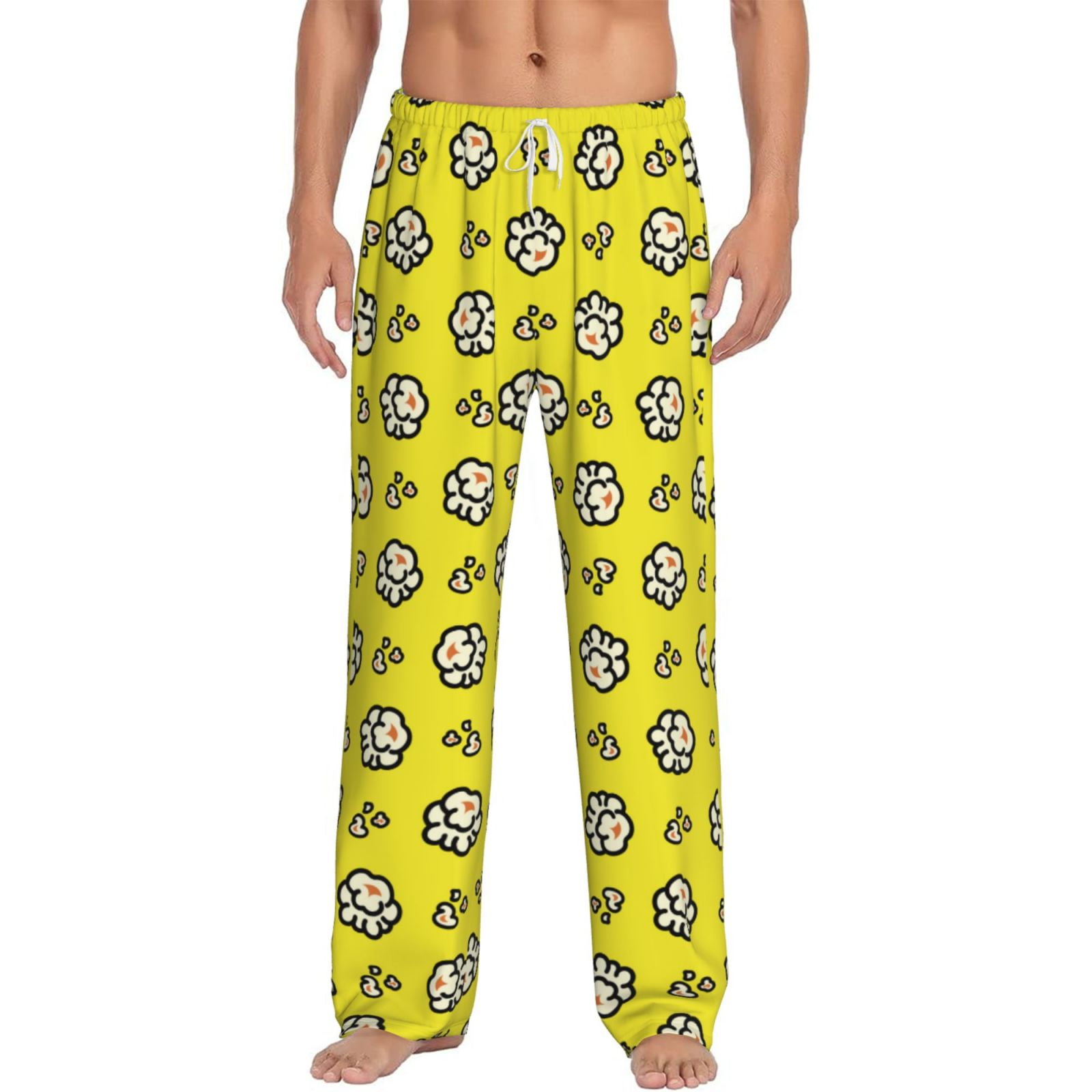Balery White Popcorn print Men's Pajama Pants,Ultra Lightweight Pjs ...