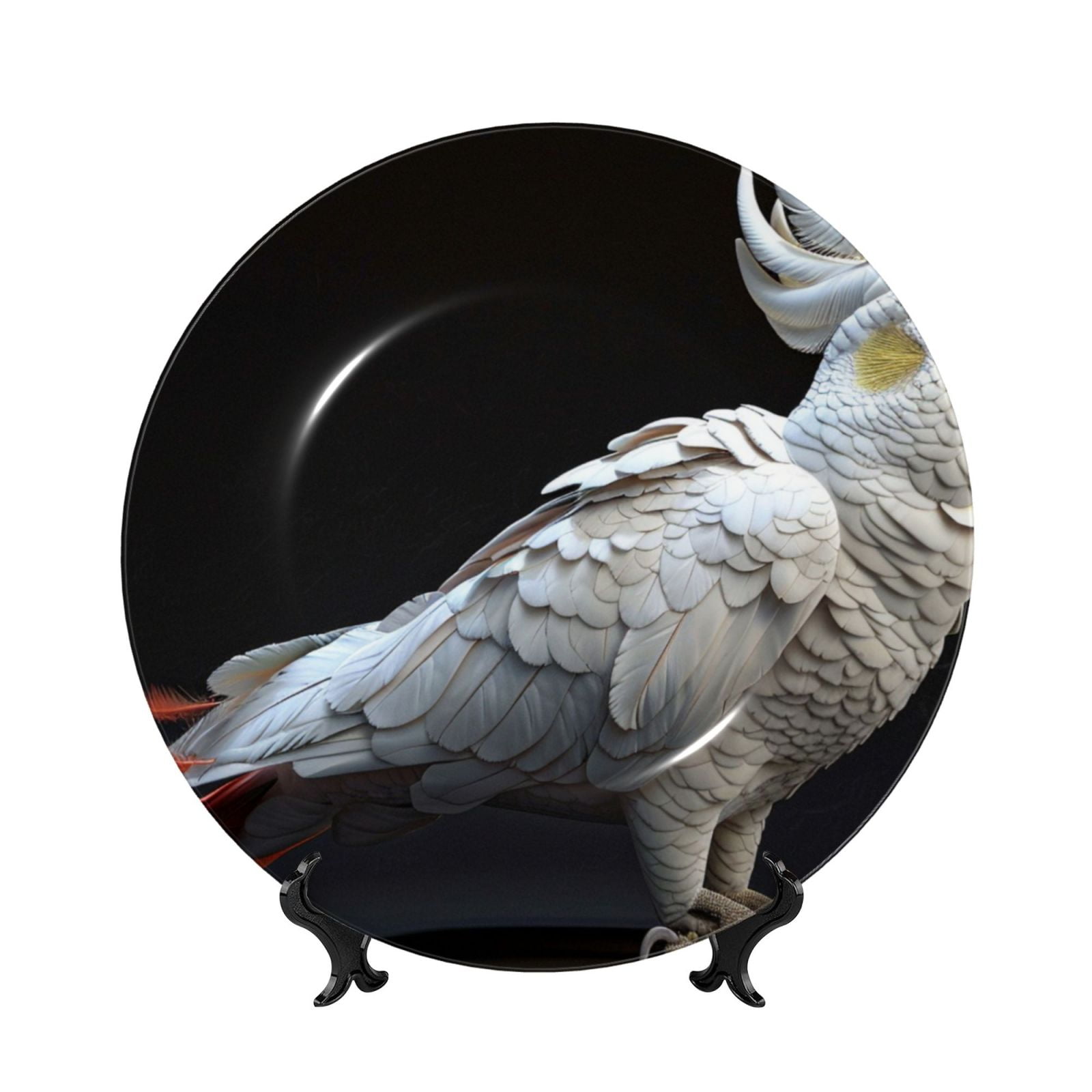 Balery White Red Cockatoo Print Bone China Decorative Plate Ceramic ...