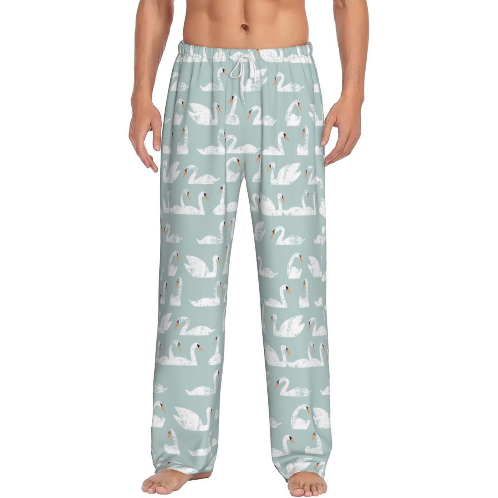 Balery White Swan print Men's Pajama Pants,Ultra Lightweight Pjs,Lounge ...