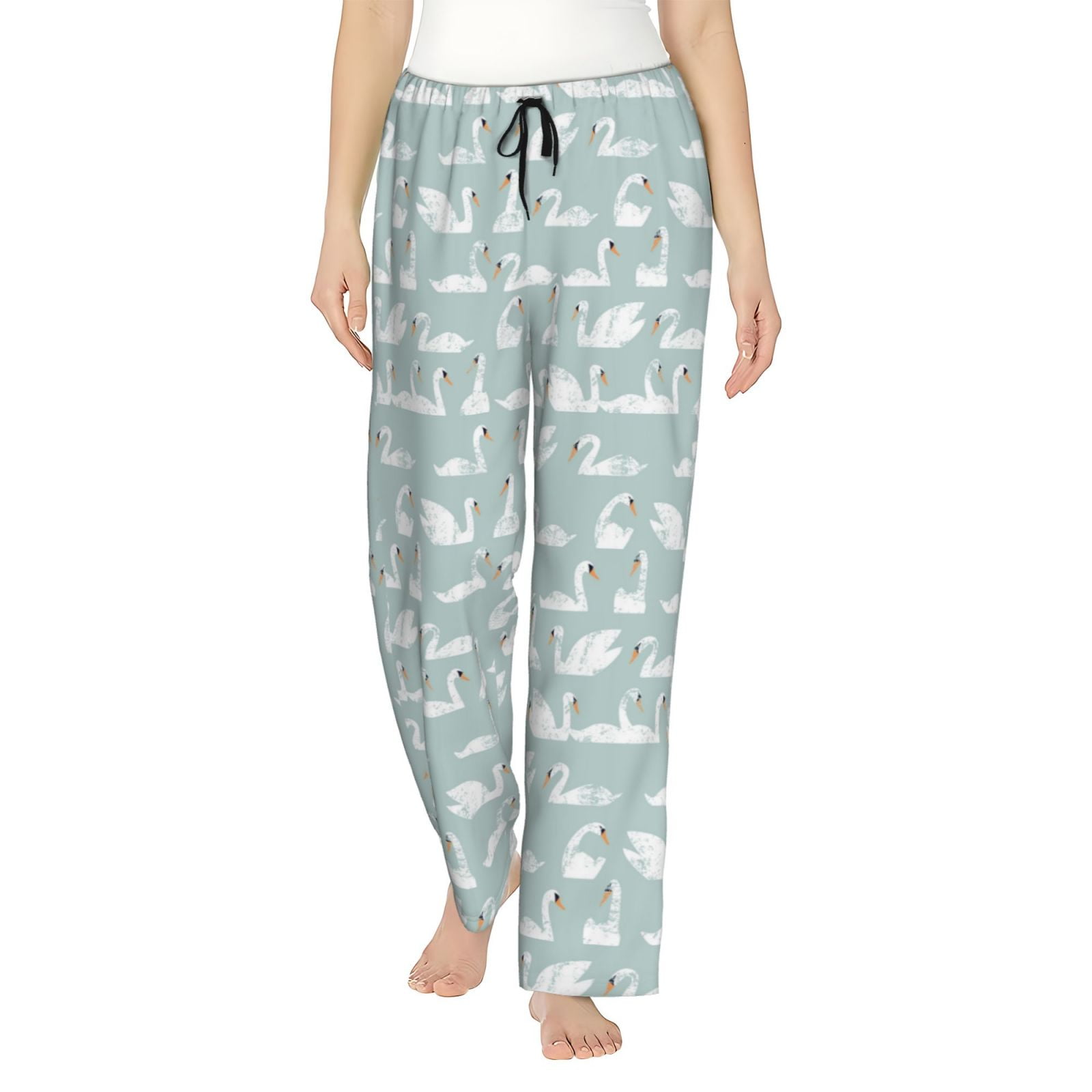 Balery White Swan print Women's Pajama Pants,Ultra Lightweight Pjs ...