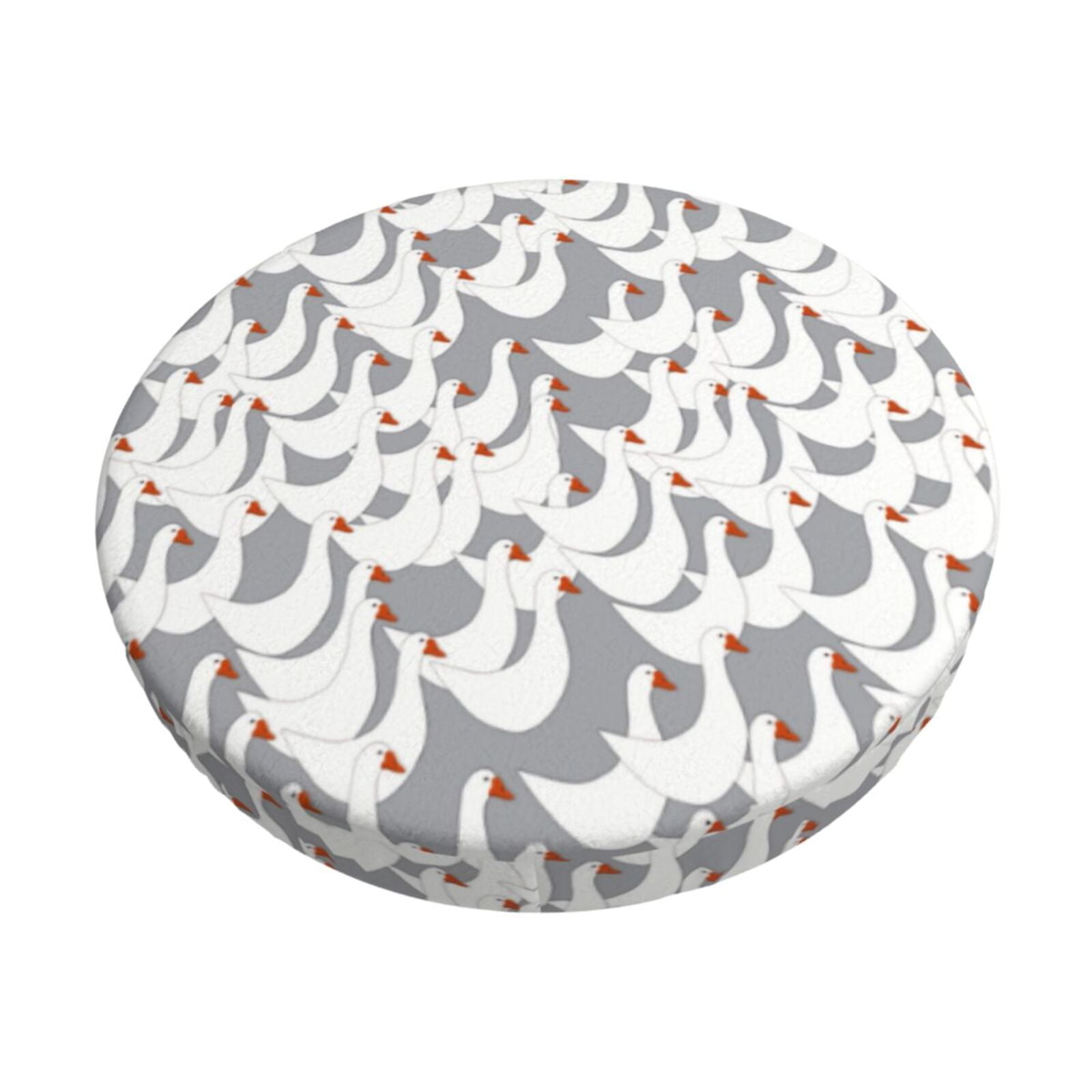 Balery White goose Pattern Round Bar Stool Seat Covers Velvet Fabric ...