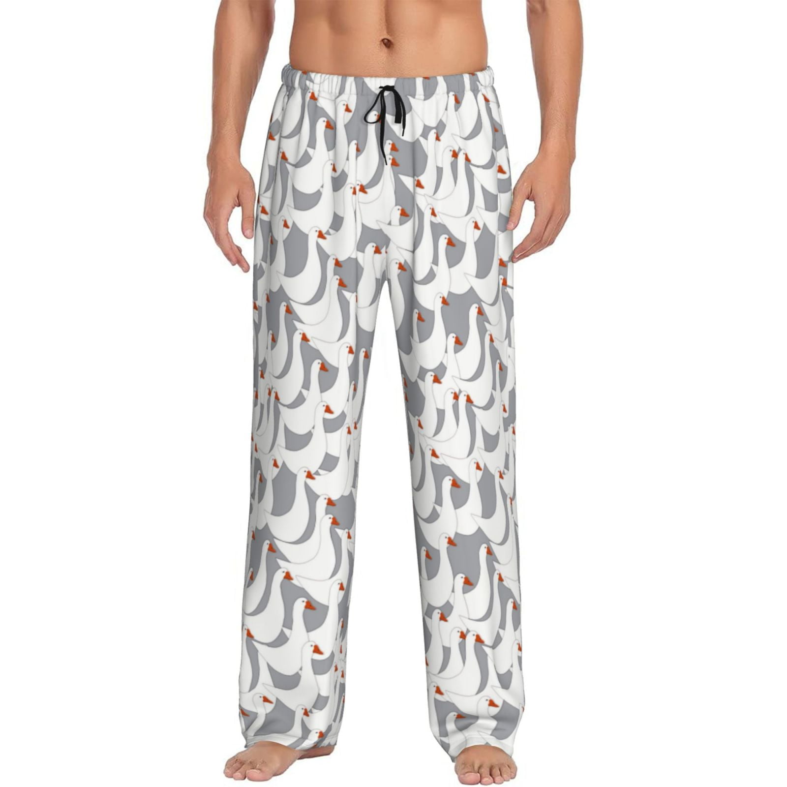 Balery White goose print Men's Pajama Pants,Ultra Lightweight Pjs ...