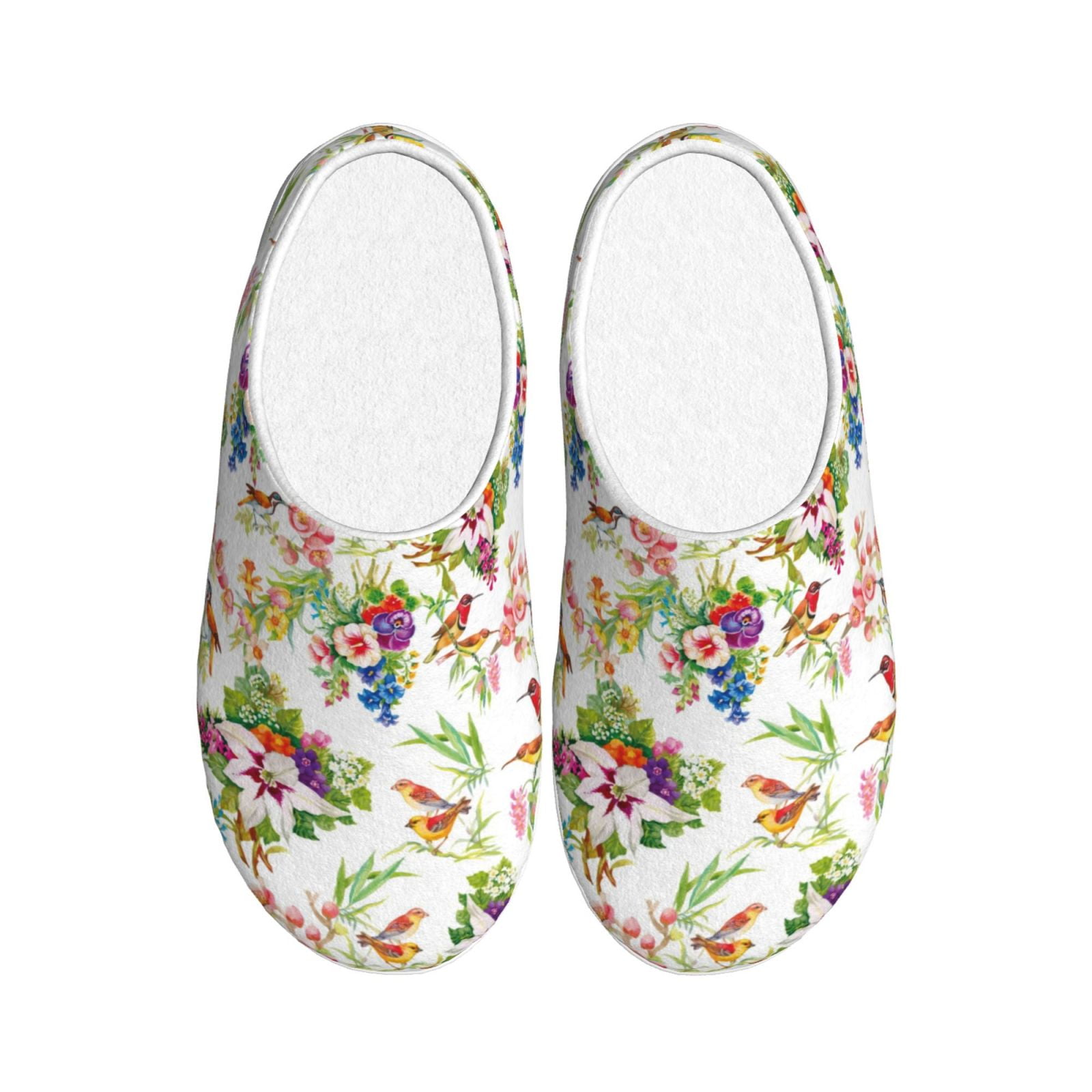 Balery Wild Exotic Birds And Flowers Pattern Women's Fuzzy Memory Foam ...