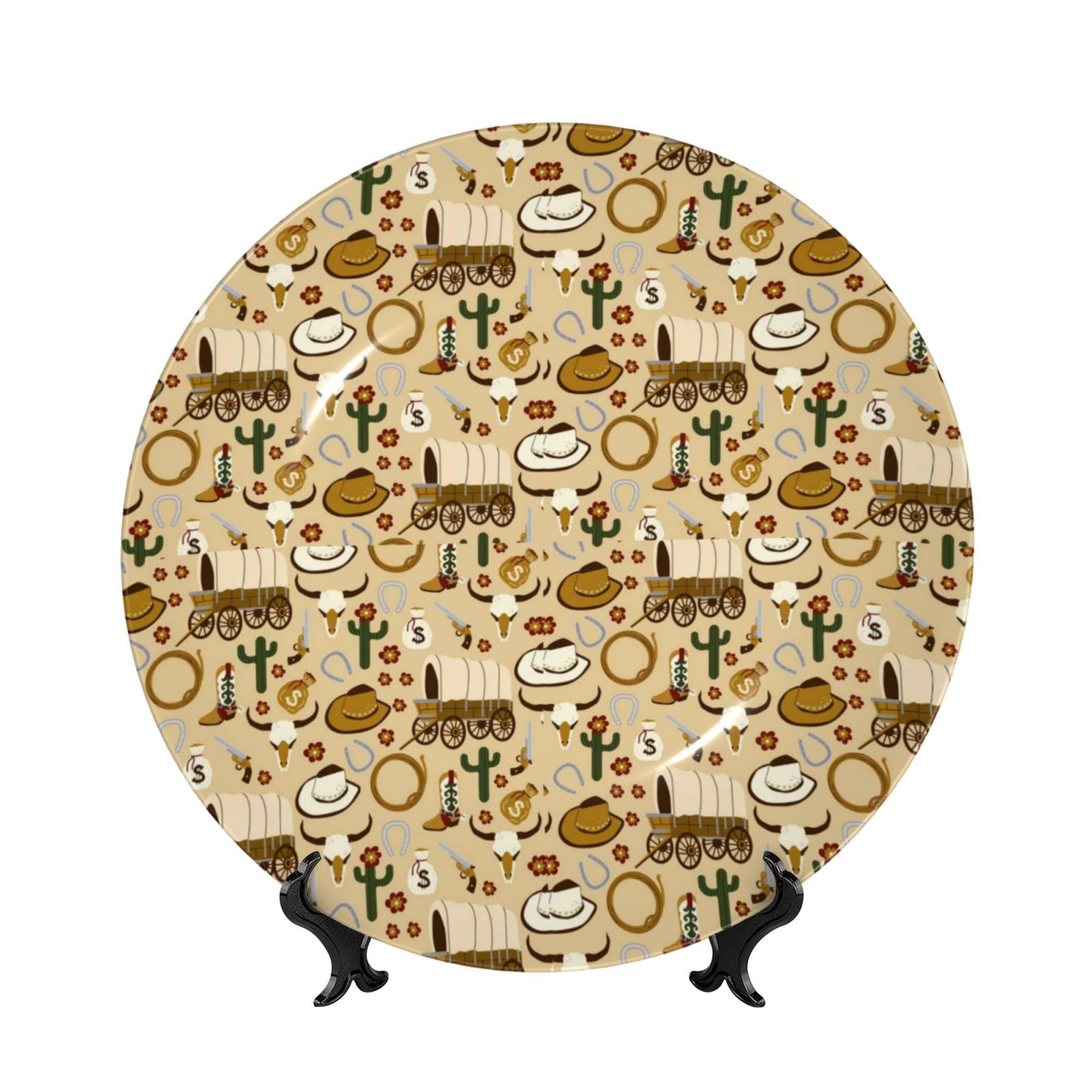 Balery Wild West Cowboy Print Bone China Decorative Plate Ceramic ...