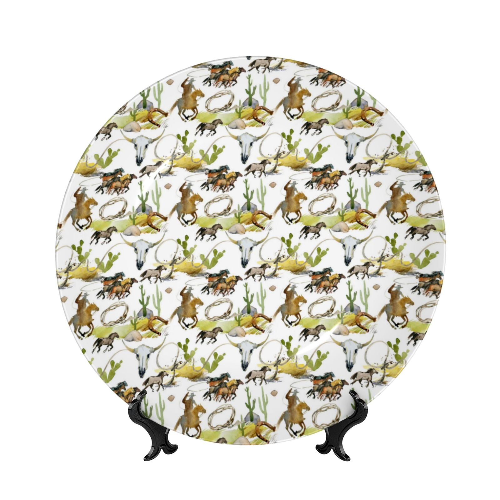 Balery Wild West Western Print Bone China Decorative Plate Ceramic ...