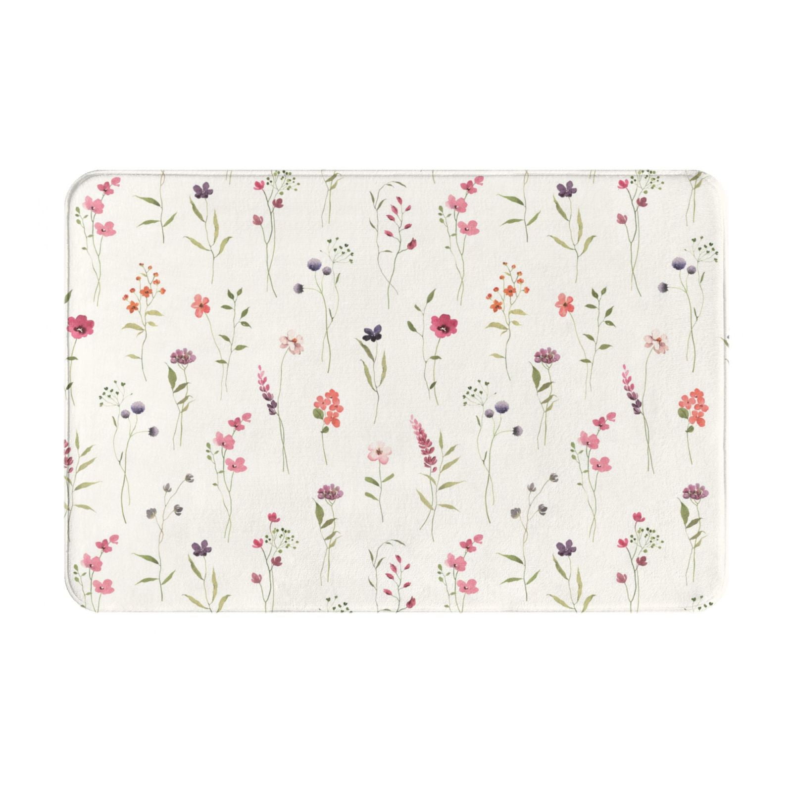 Balery Wildflower Watercolor Doormat, Durable Flannel Fabric ...