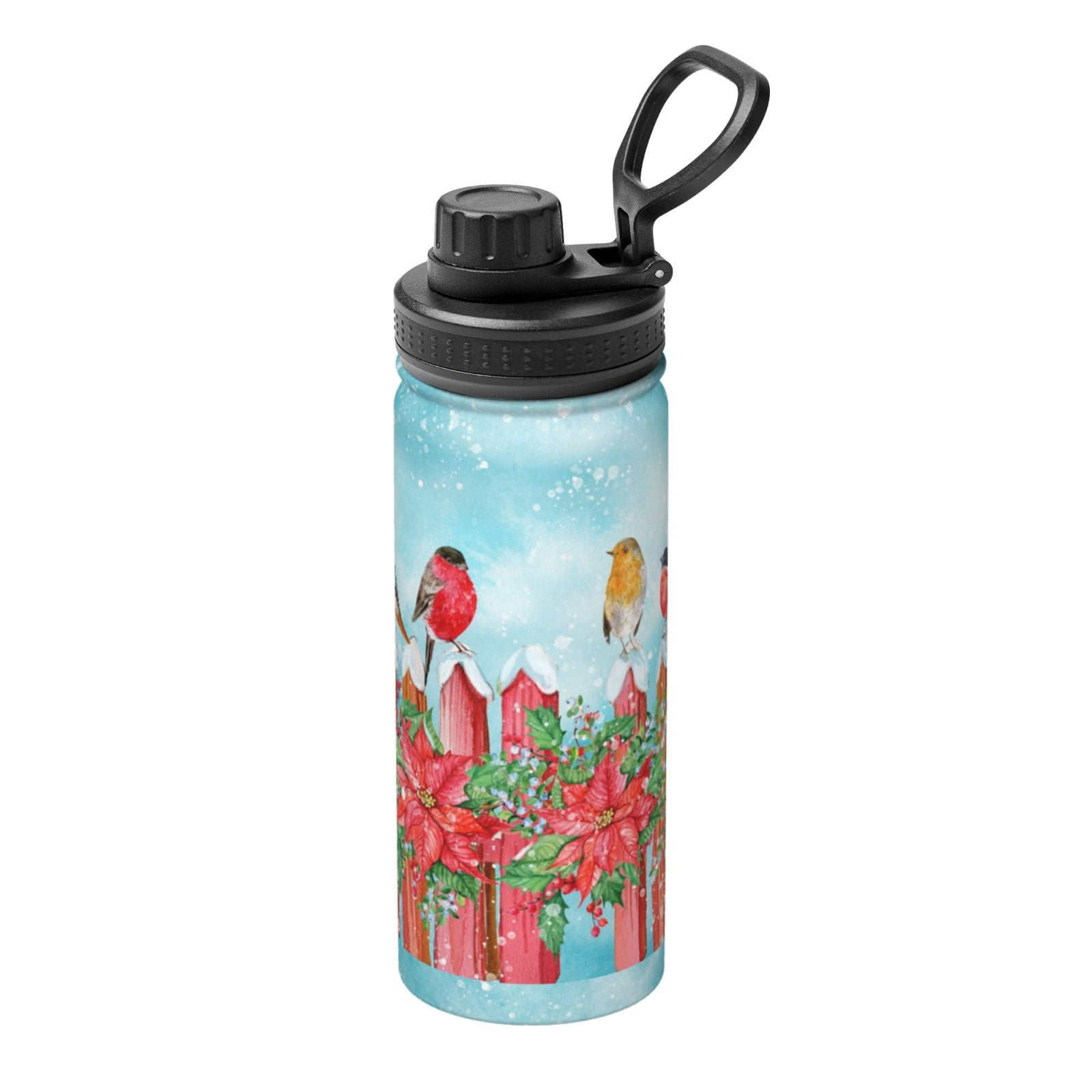 Balery Winter Birds on the Fence Pattern 18oz Sports Insulated Kettle ...
