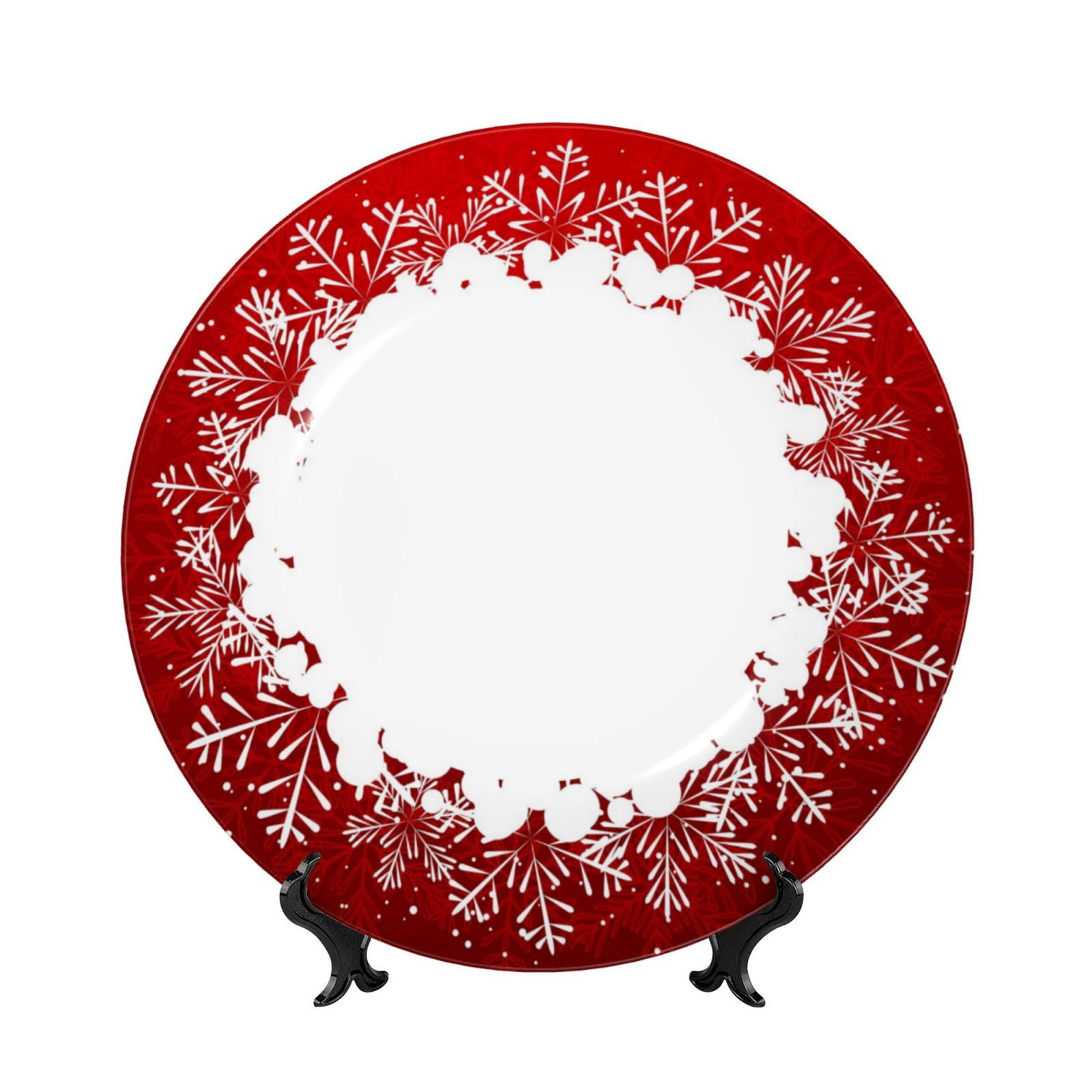 Balery Winter Christmas Snowflake Print Bone China Decorative Plate ...