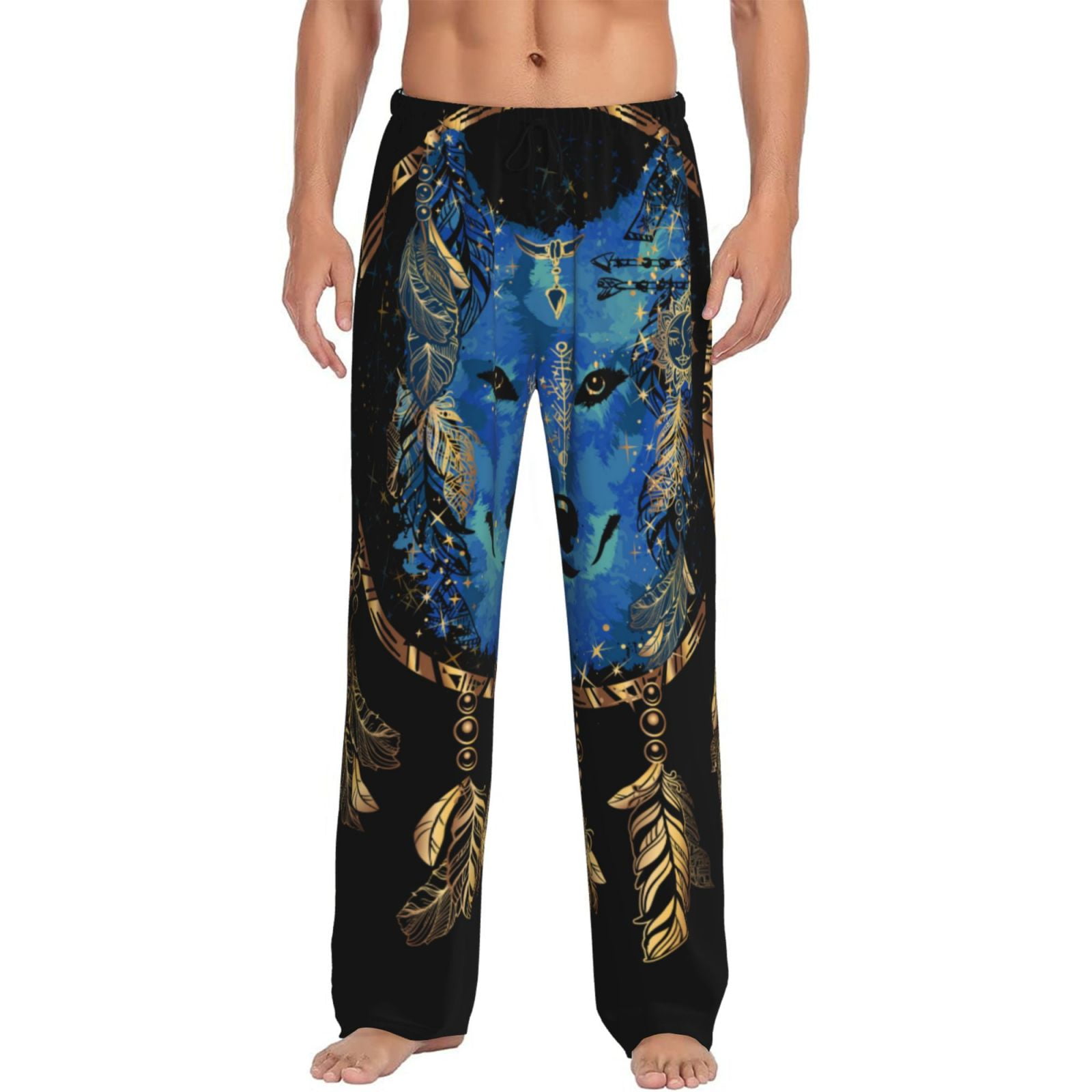 Balery Wolf Head And Dreamcatcher print Men's Pajama Pants,Ultra ...