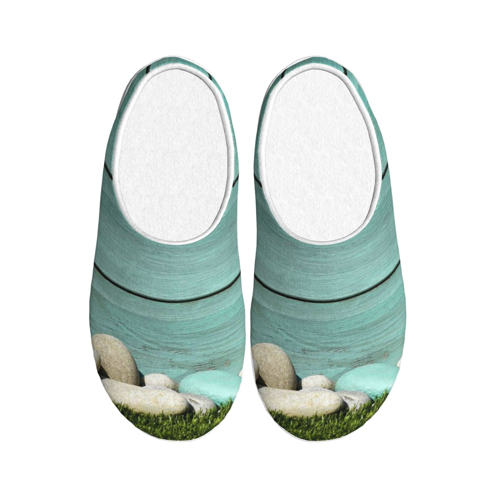 Balery Wood Grain Pattern Women's Fuzzy Memory Foam Slippers Fluffy ...