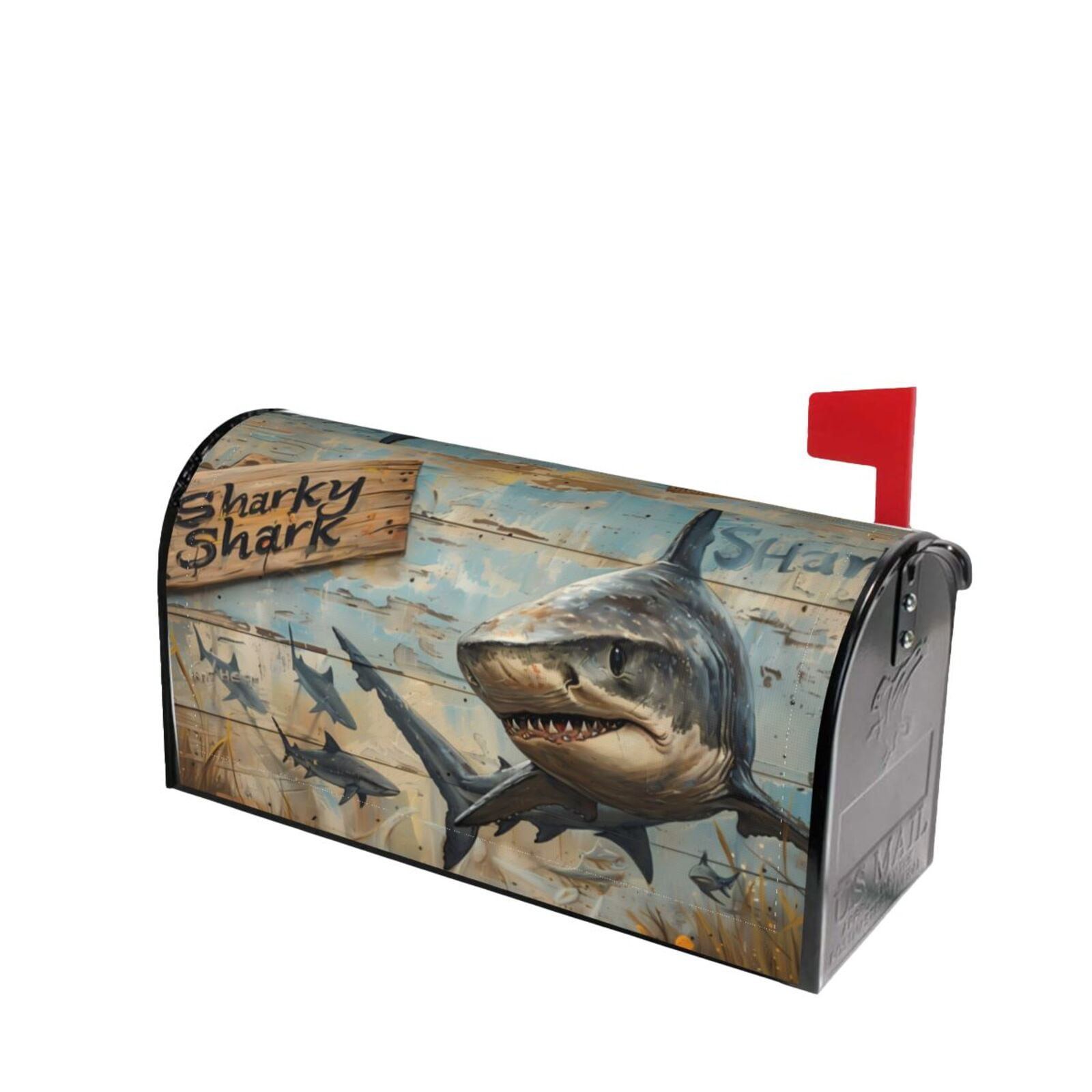 Balery Wood Grain Shark Mailbox Cover - Standard Size-21x18 in ...