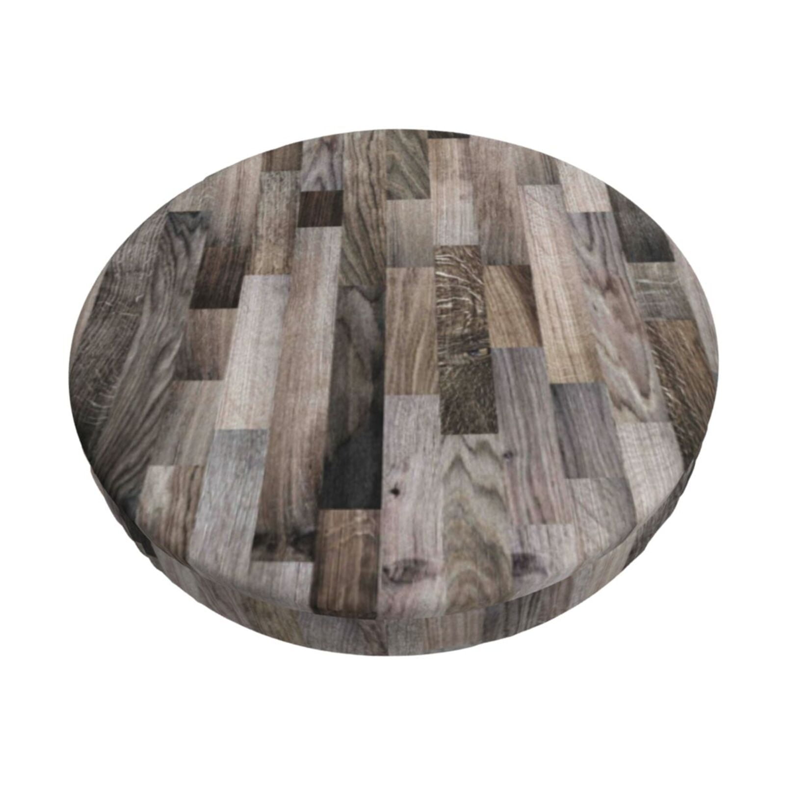 Balery Wooden Texture Round Bar Stool Seat Covers Velvet Fabric ...