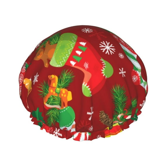 Balery X-Mas And New Year Shower Caps, Double Layer Waterproof Shower ...