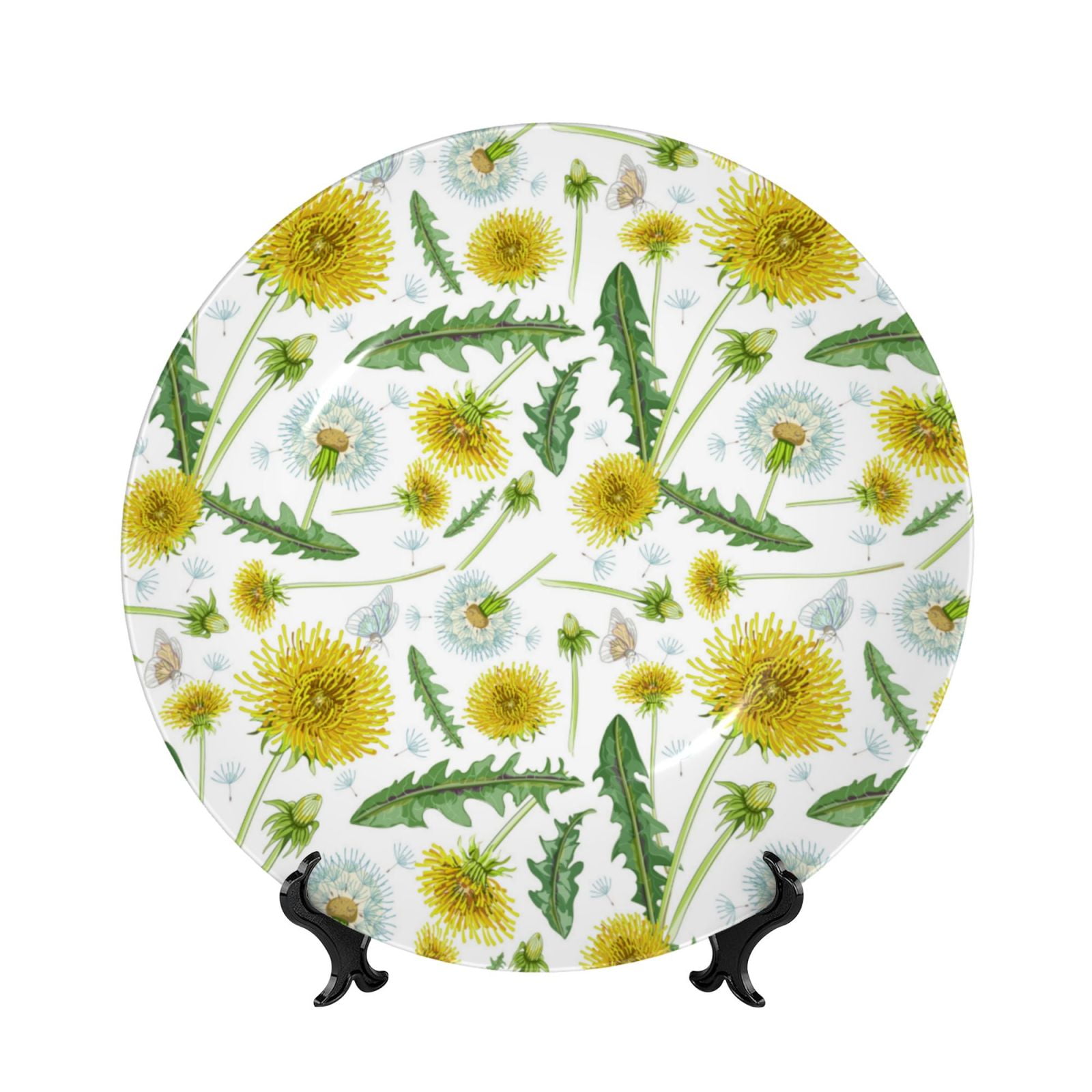 Balery Yellow Dandelions Print Bone China Decorative Plate Ceramic ...