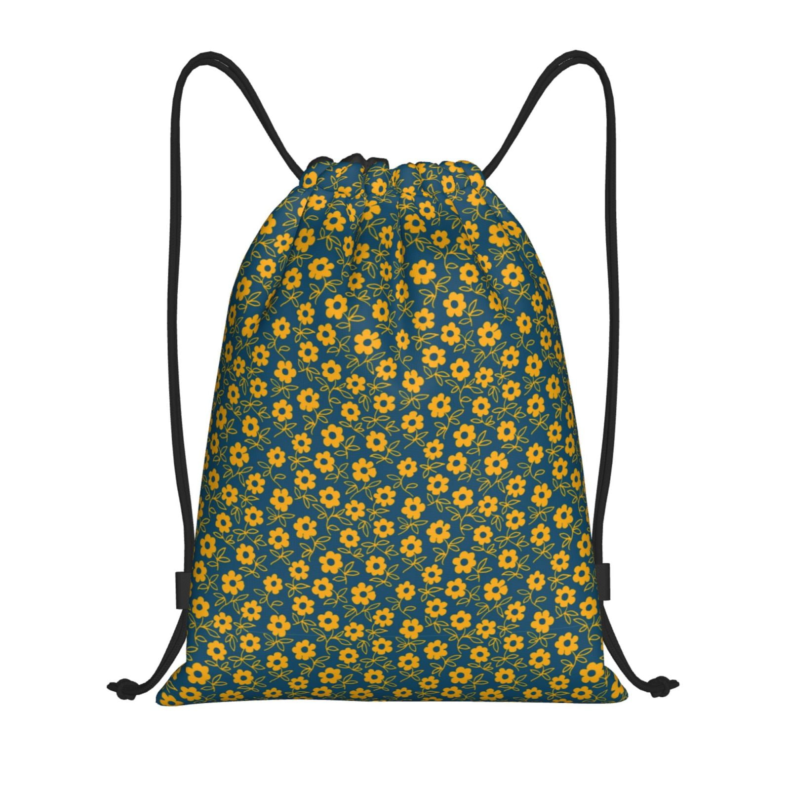 Balery Yellow Floral Pattern Drawstring Backpack Bag Sport Gym Sackpack Cinch Bags Pattern ...