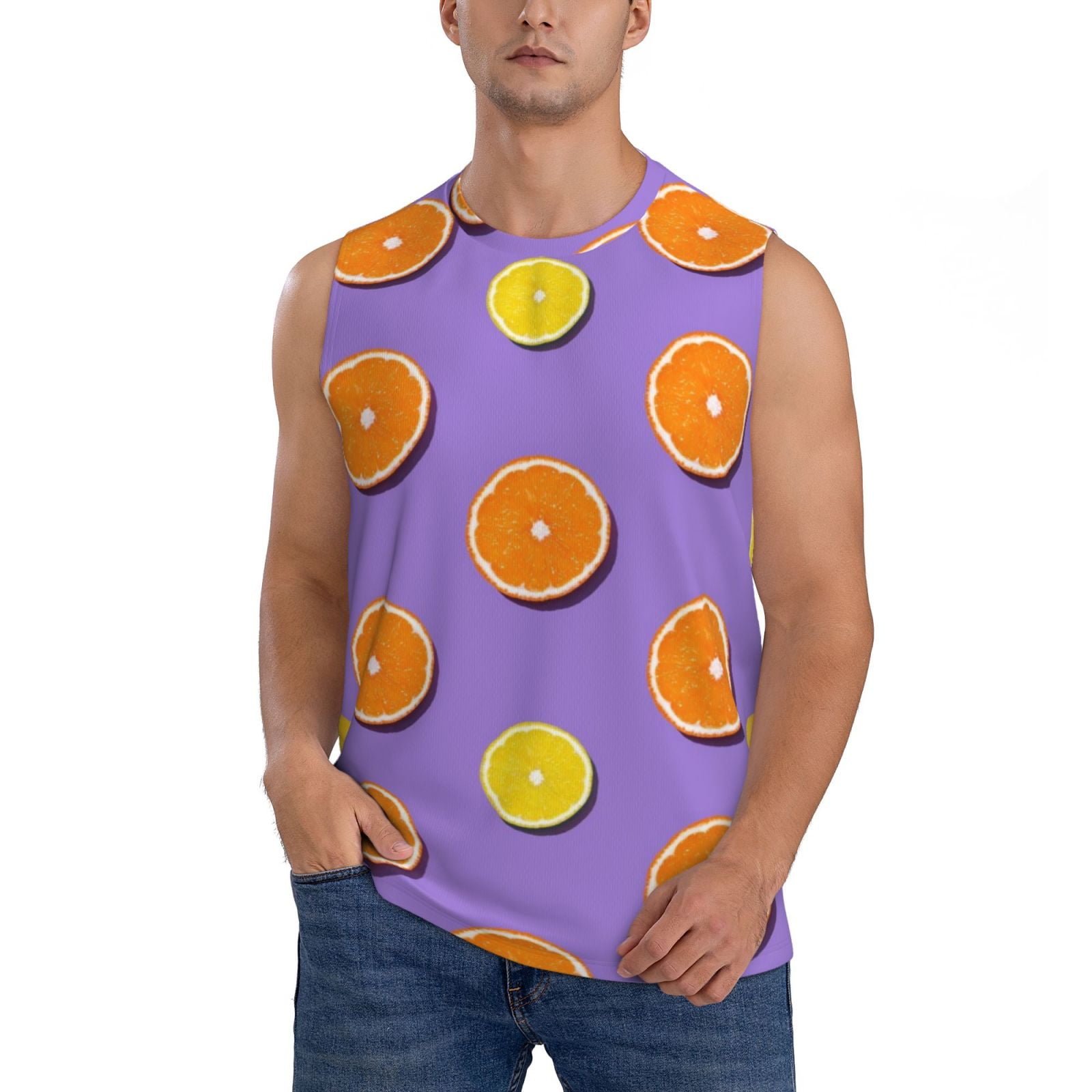 Balery Yellow Lemon And Orange Men's Sleeveless Muscle Shirts Workout ...