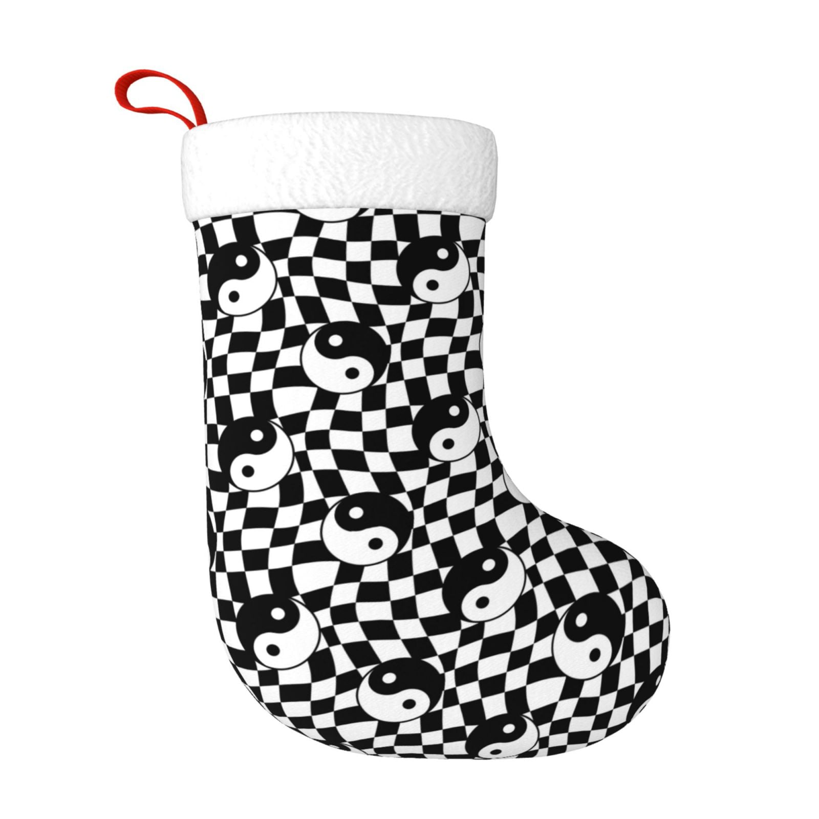 Balery Ying Yang Checkered Pattern Christmas Stockings with Initials ...