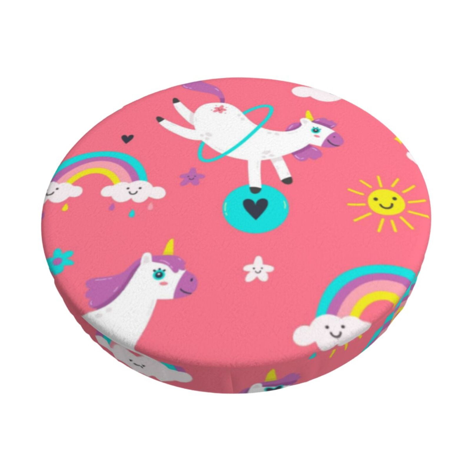 Balery Yoga Unicorn Round Bar Stool Seat Covers Velvet Fabric ...