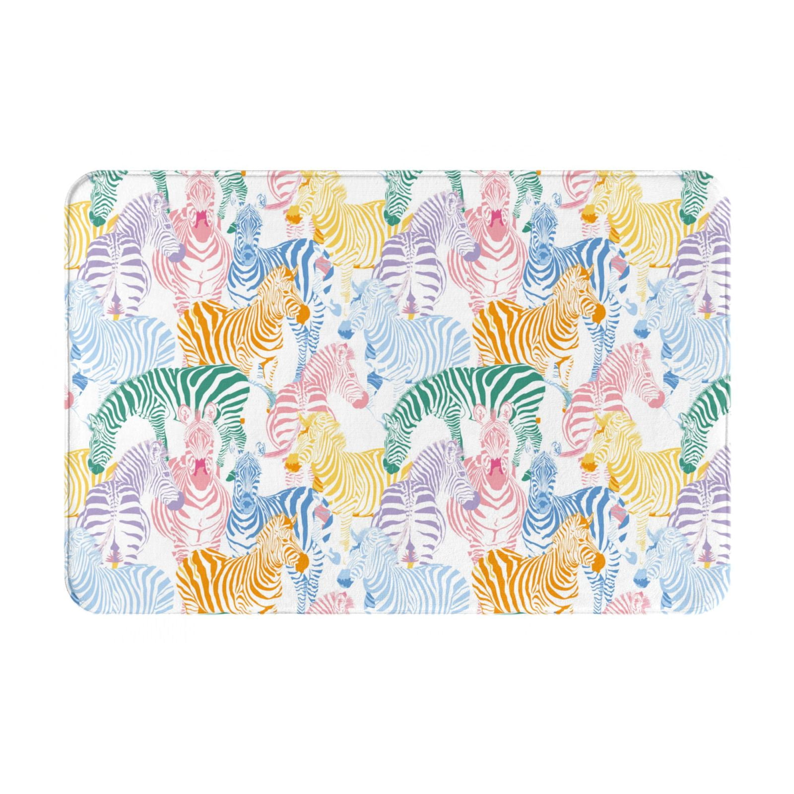 Balery Zebra Colourful Doormat, Durable Flannel Fabric, Waterproof ...
