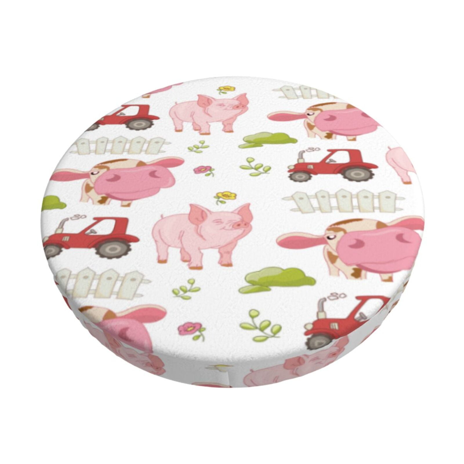 Balery a cow and a pig Pattern Round Bar Stool Seat Covers Velvet ...
