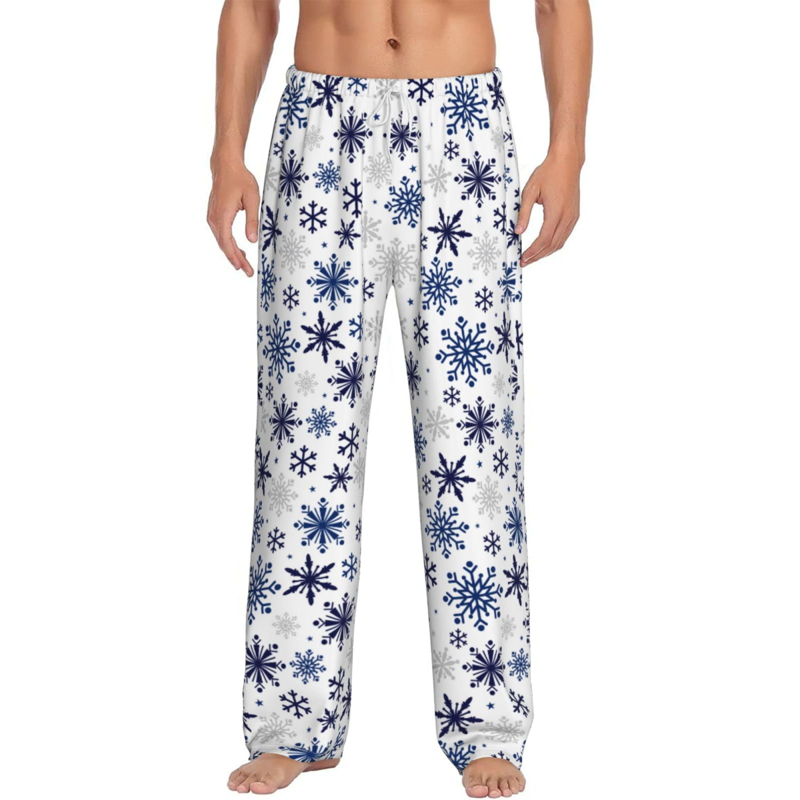 Balery blue Snowflake Prints print Men's Pajama Pants,Ultra Lightweight ...