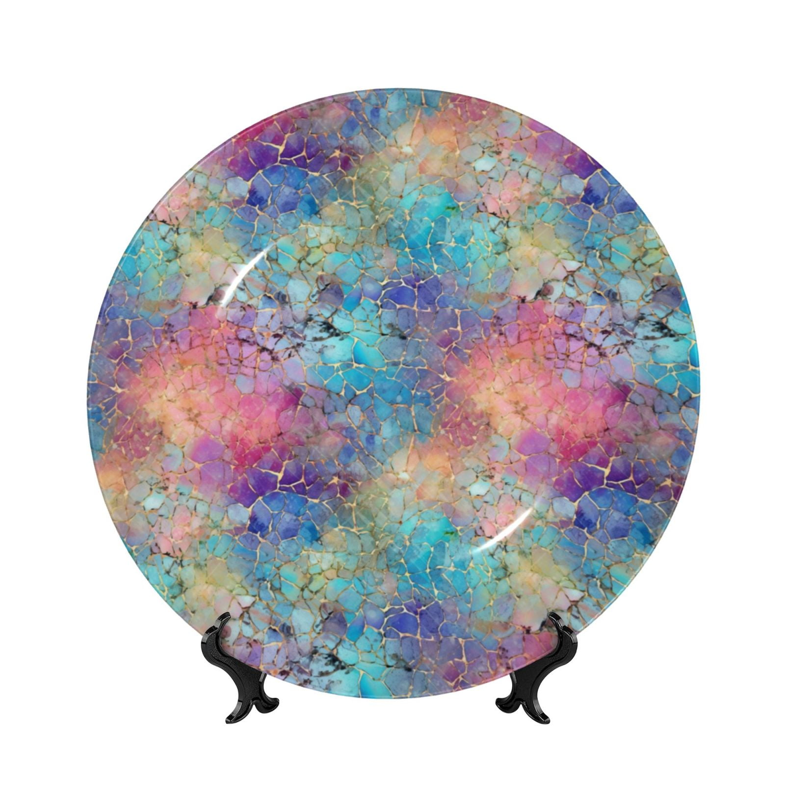 Balery blue pink colorful cracked texture Print Bone China Decorative ...