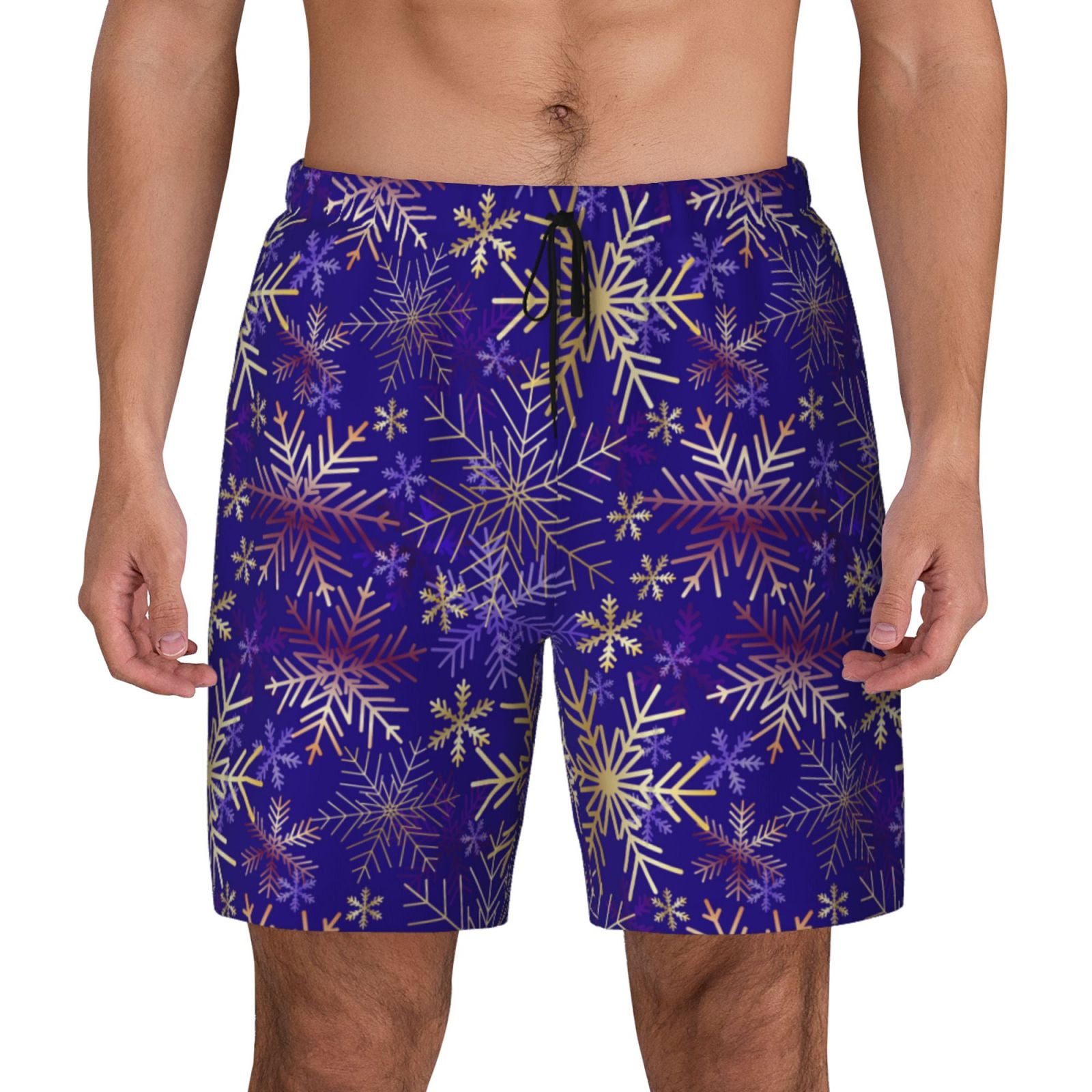 Balery blue purple Snowflake Mens Swim Trunks Swim Shorts for Men Quick ...