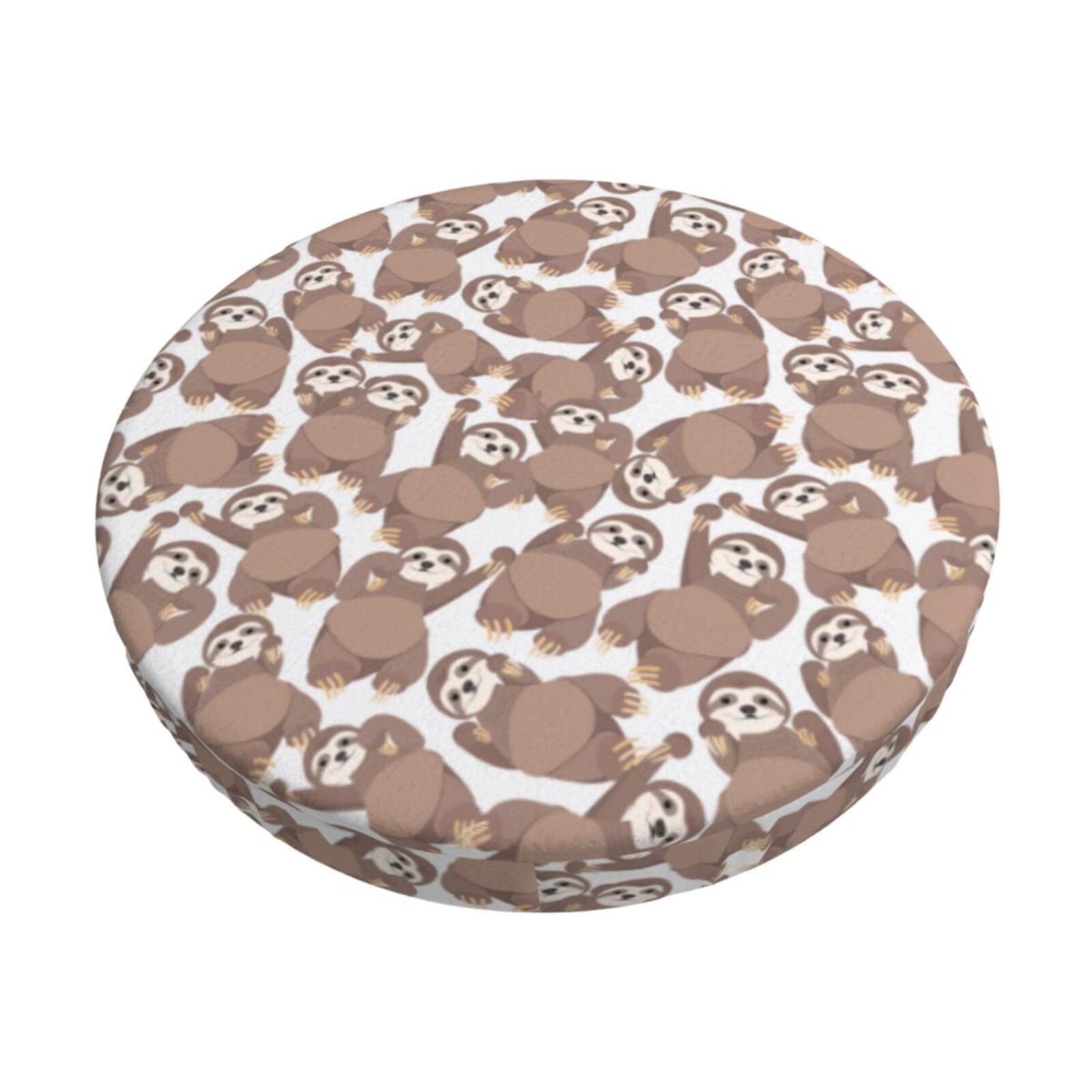 Balery brown sloth family Pattern Round Bar Stool Seat Covers Velvet ...