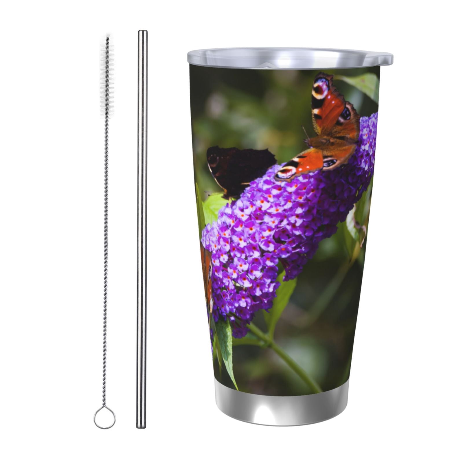 Balery butterfly bush flower Pattern 20oz Insulated Car Cup with Dual ...