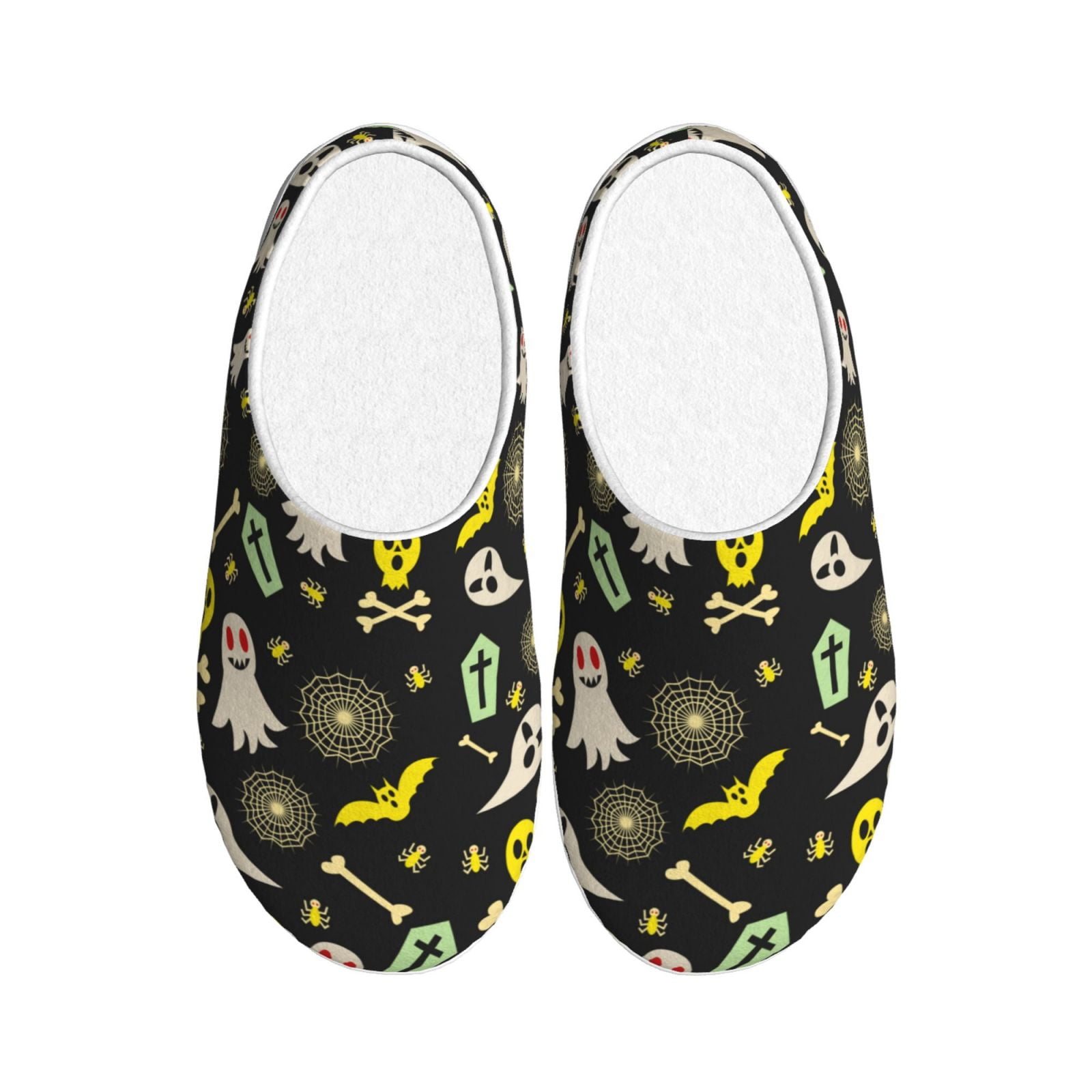 Balery cartoon Skull spider web Pattern Women's Fuzzy Memory Foam ...