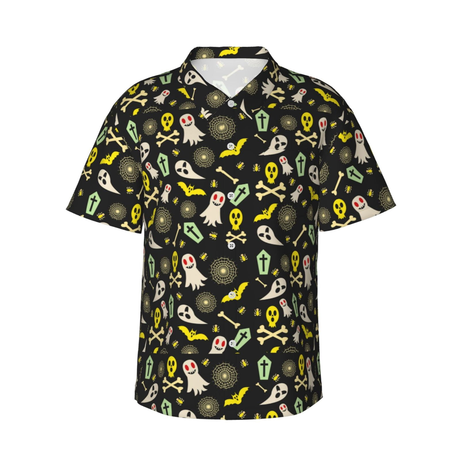 Balery cartoon Skull spider web Print Men's Hawaiian Shirts Short ...