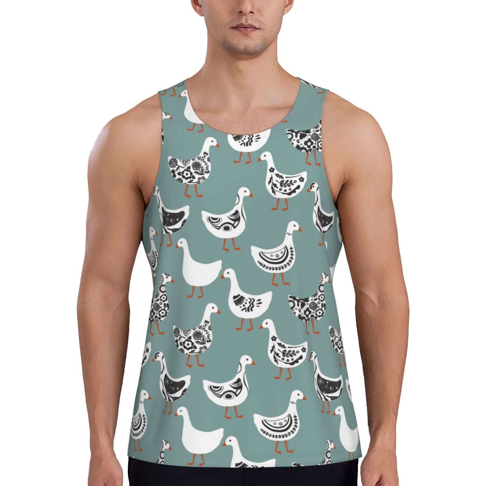 Balery cartoon geese Pattern Men's Workout Tank Top Gym Muscle Tee ...