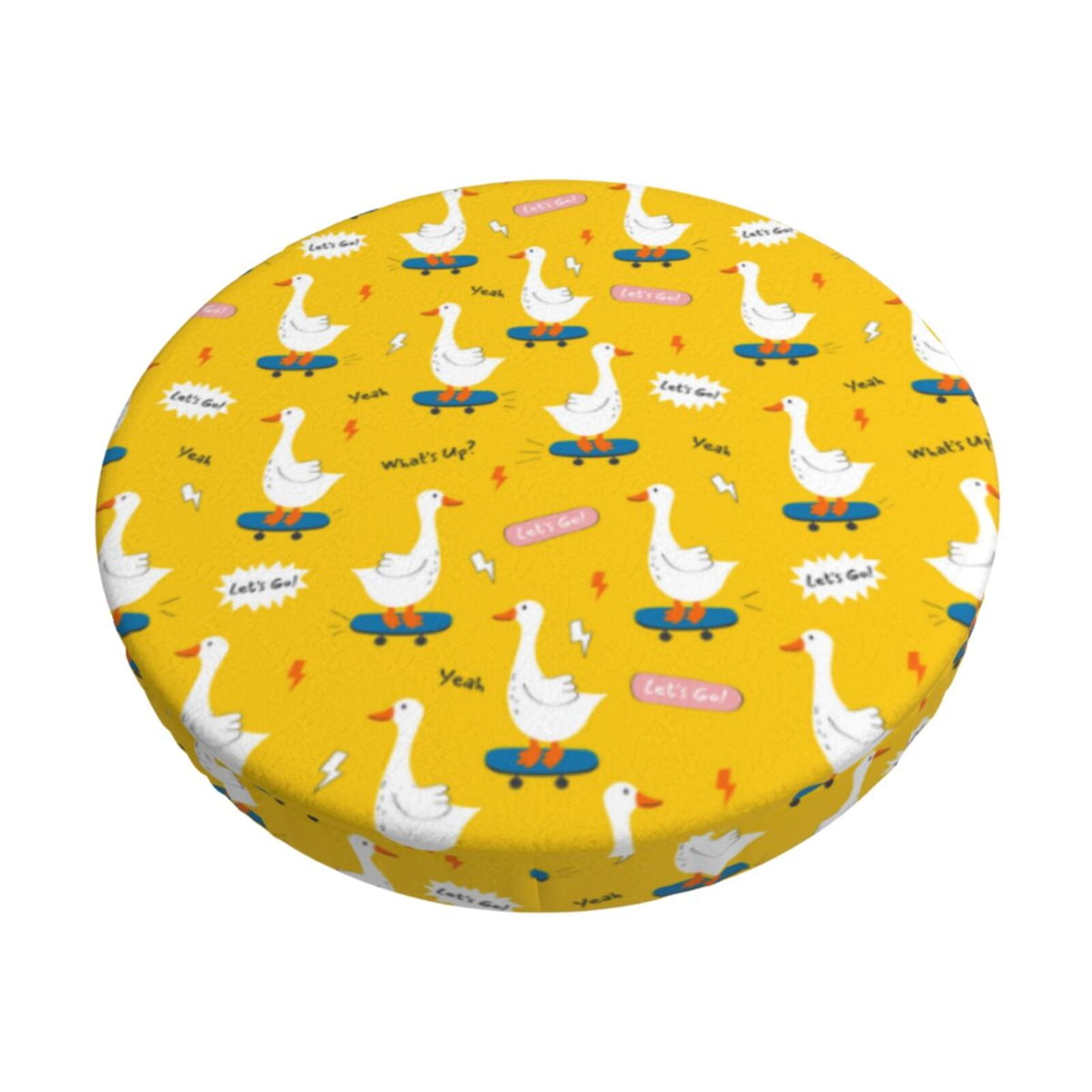 Balery cartoon goose Pattern Round Bar Stool Seat Covers Velvet Fabric ...