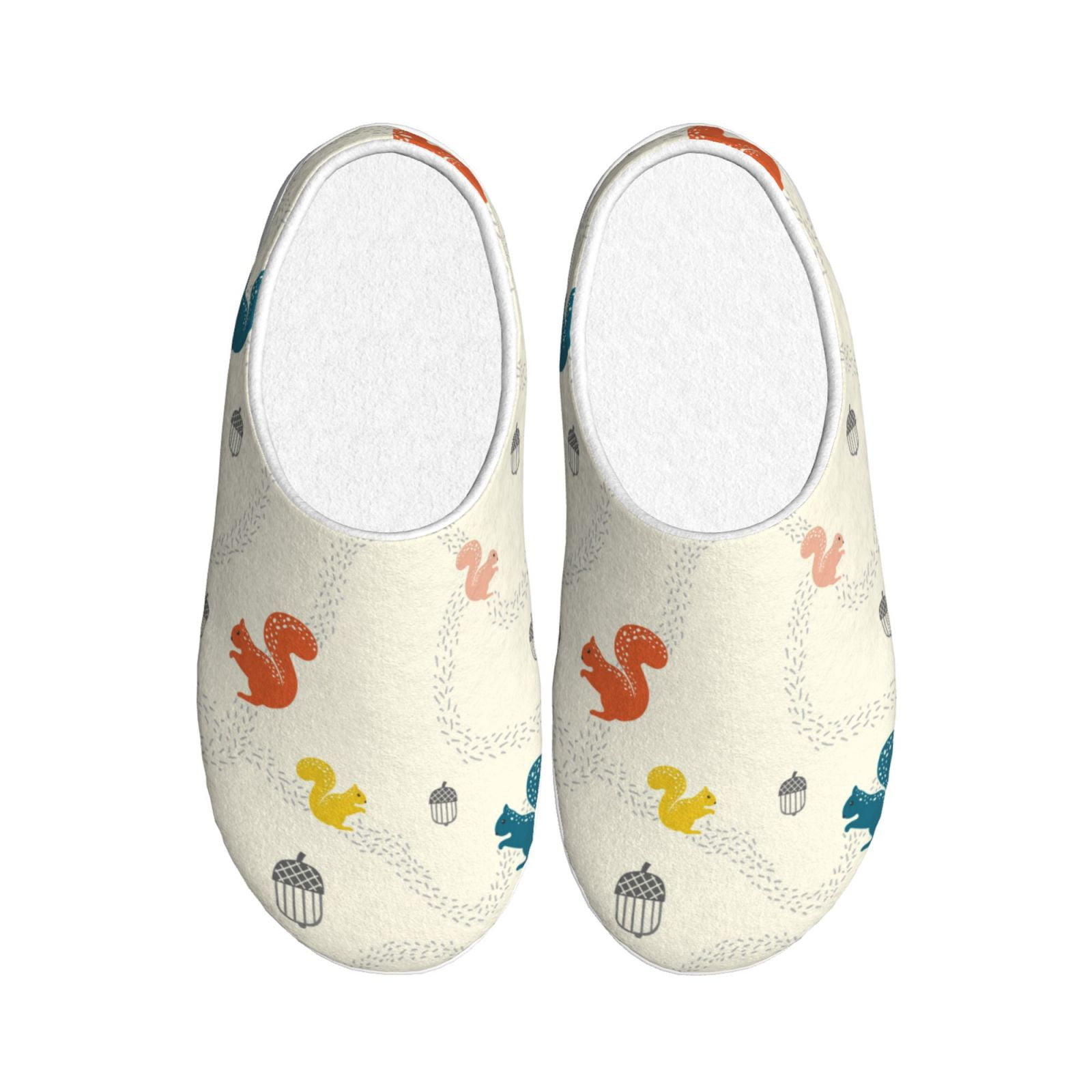 Balery colorful Squirrel Nuts Pattern Women's Fuzzy Memory Foam ...
