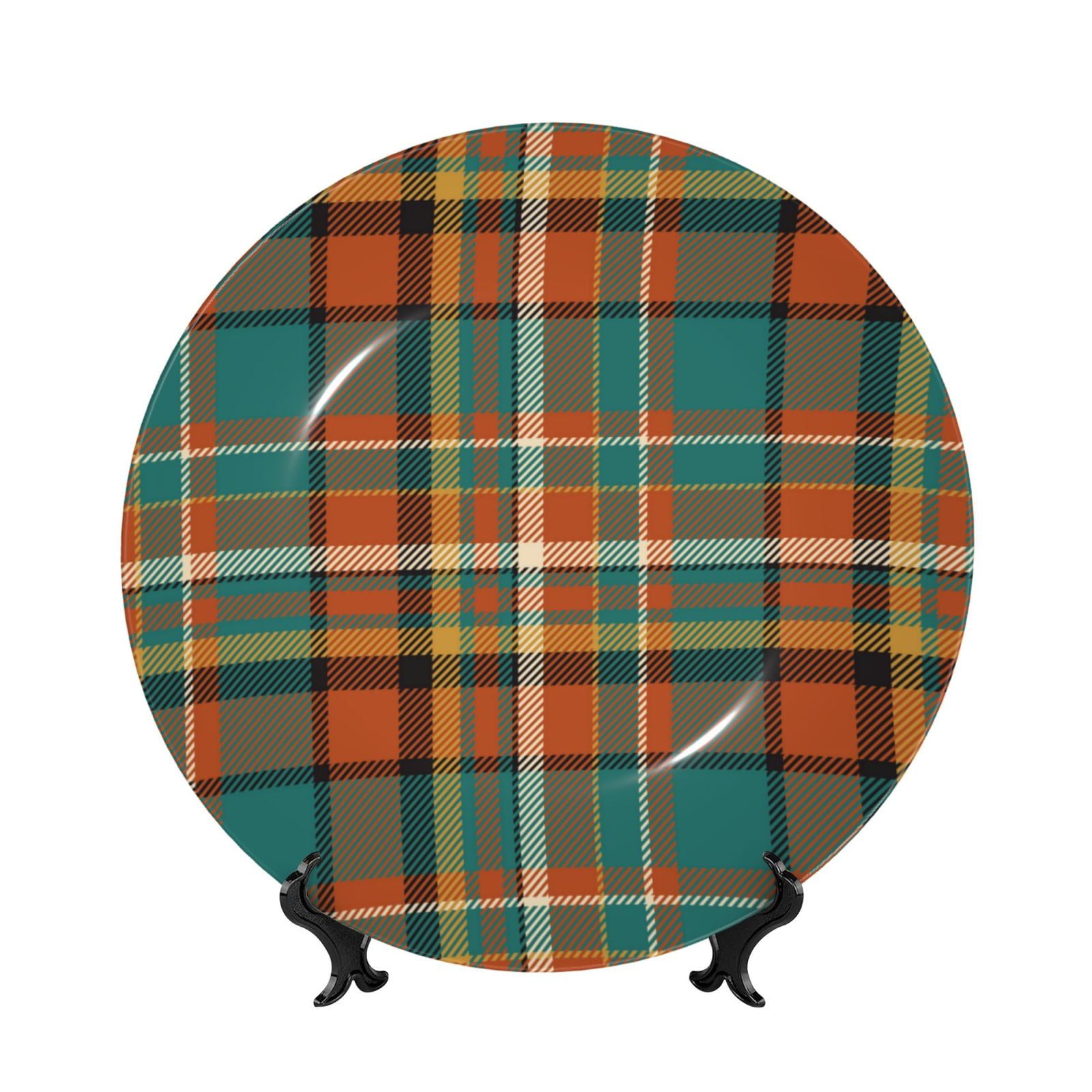 Balery colorful plaid Print Bone China Decorative Plate Ceramic Dinner ...