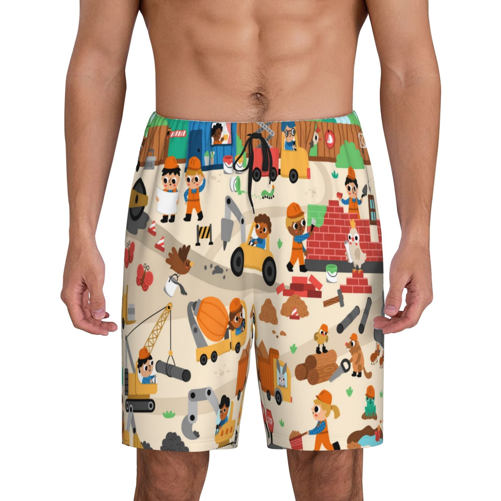 Balery construction road work landscape Pattern Men's Cotton Knit ...