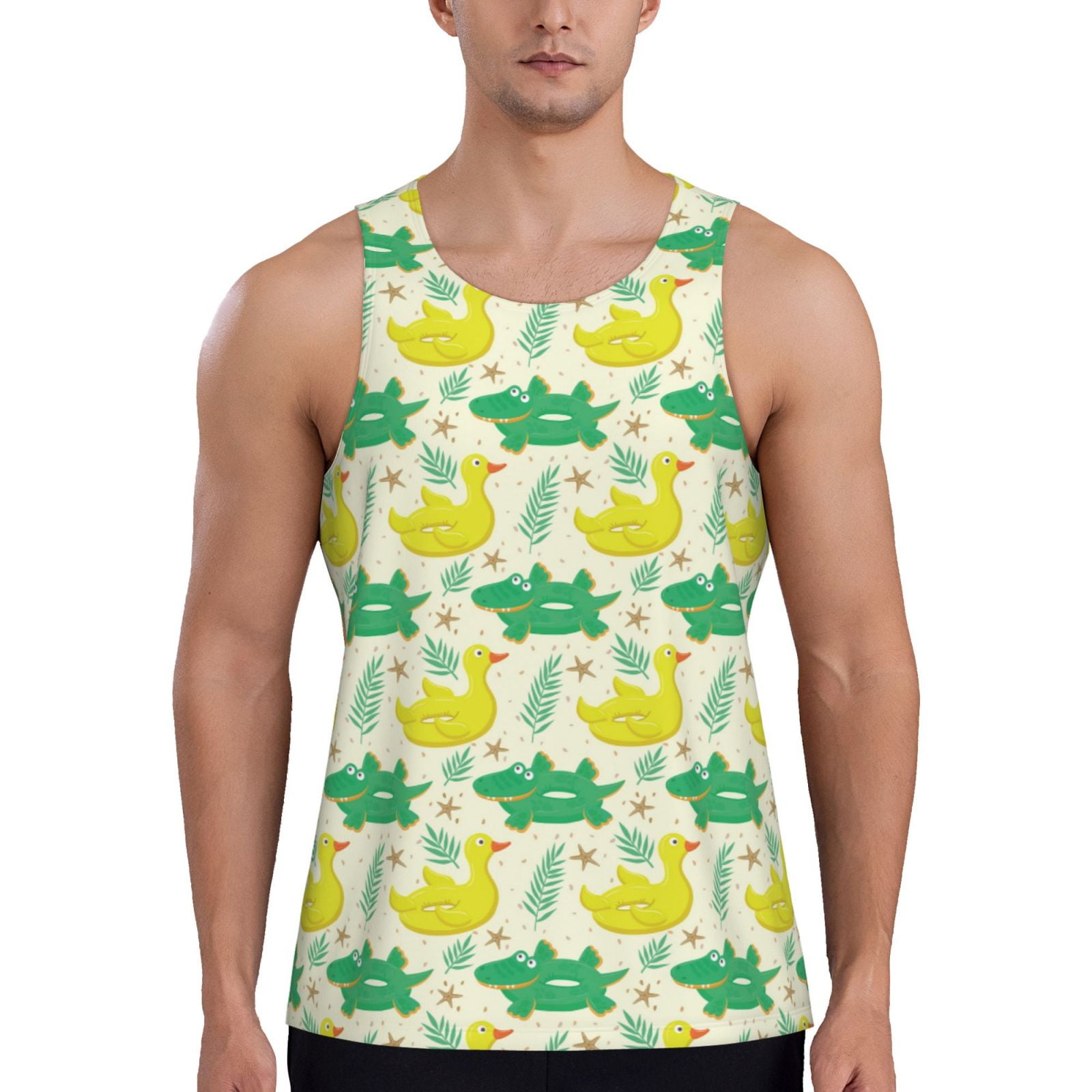 Balery crocodile and duck Pattern Men's Workout Tank Top Gym Muscle Tee ...