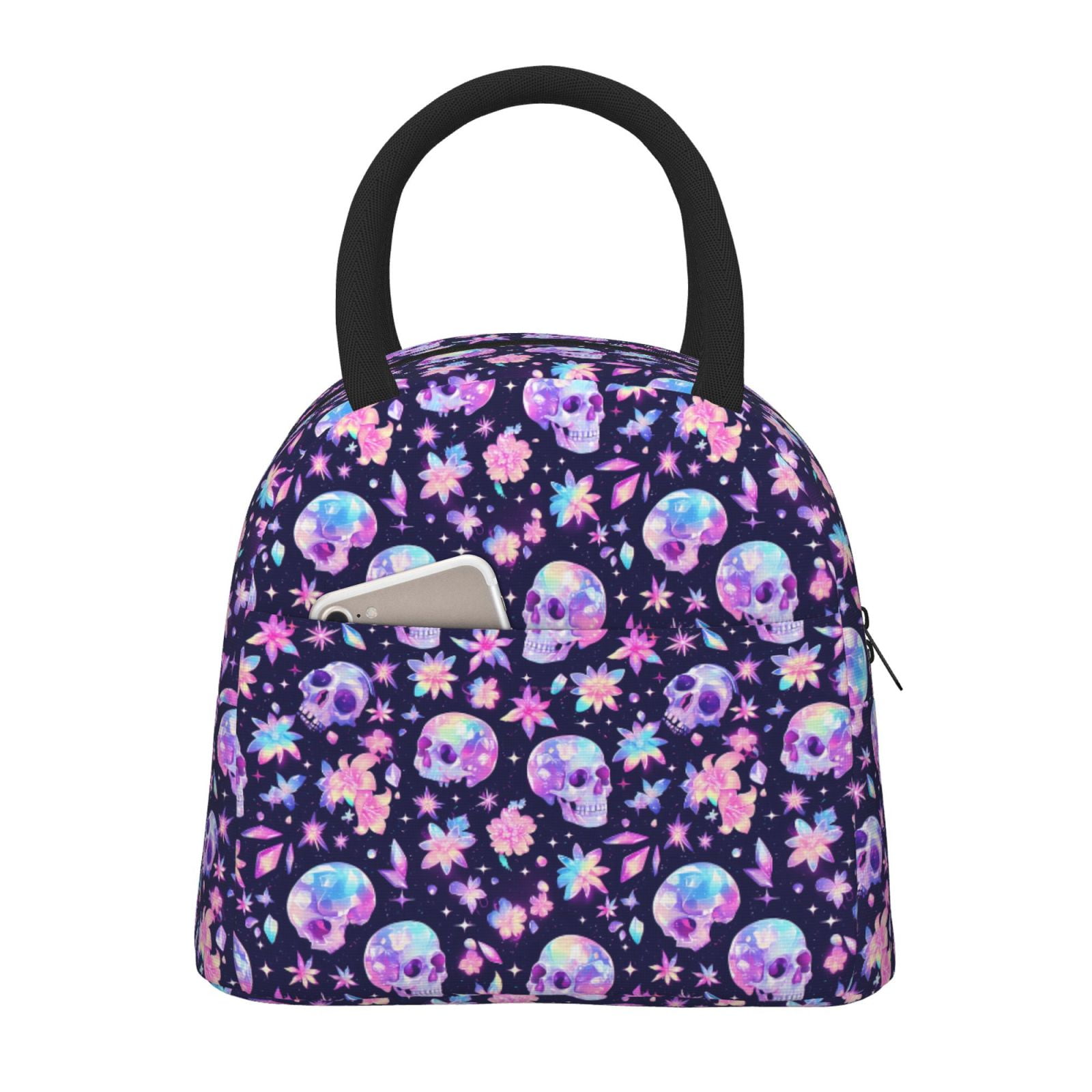 Balery crystal Skull flower cool Pattern Lunch Bag Women, Lunch Box ...