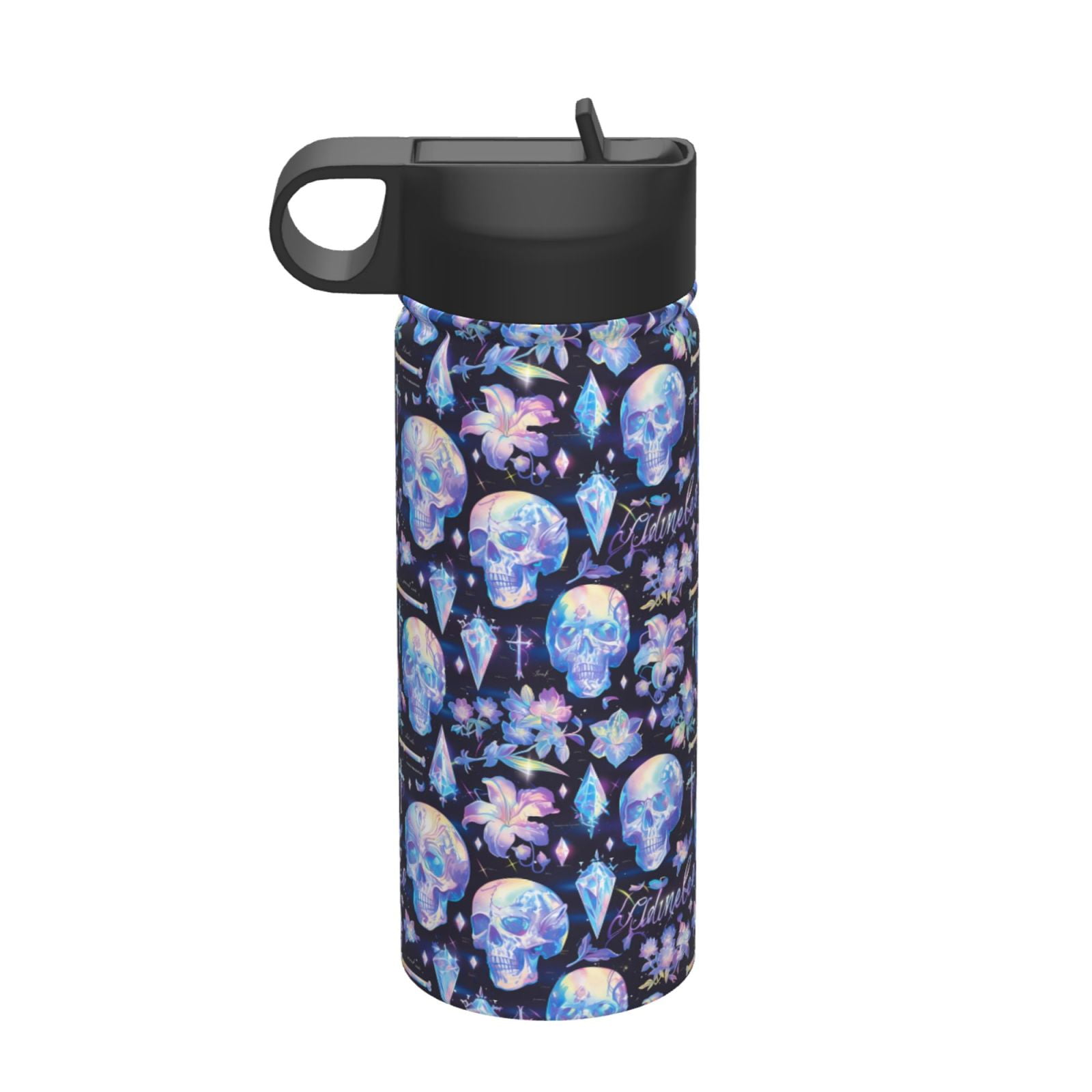 Balery crystal cool Skull flower Pattern Water Bottle,18oz Sports ...