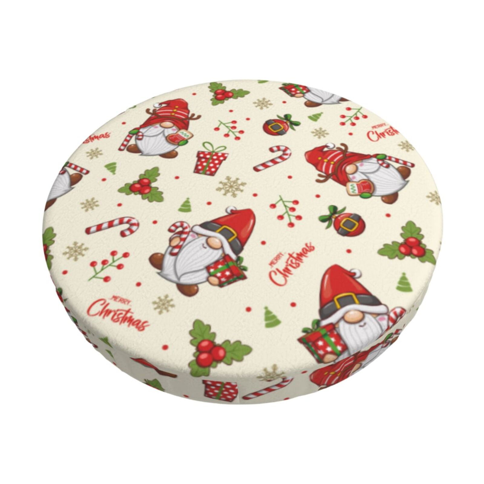 Balery cute Santa with Gifts Round Bar Stool Seat Covers Velvet Fabric ...