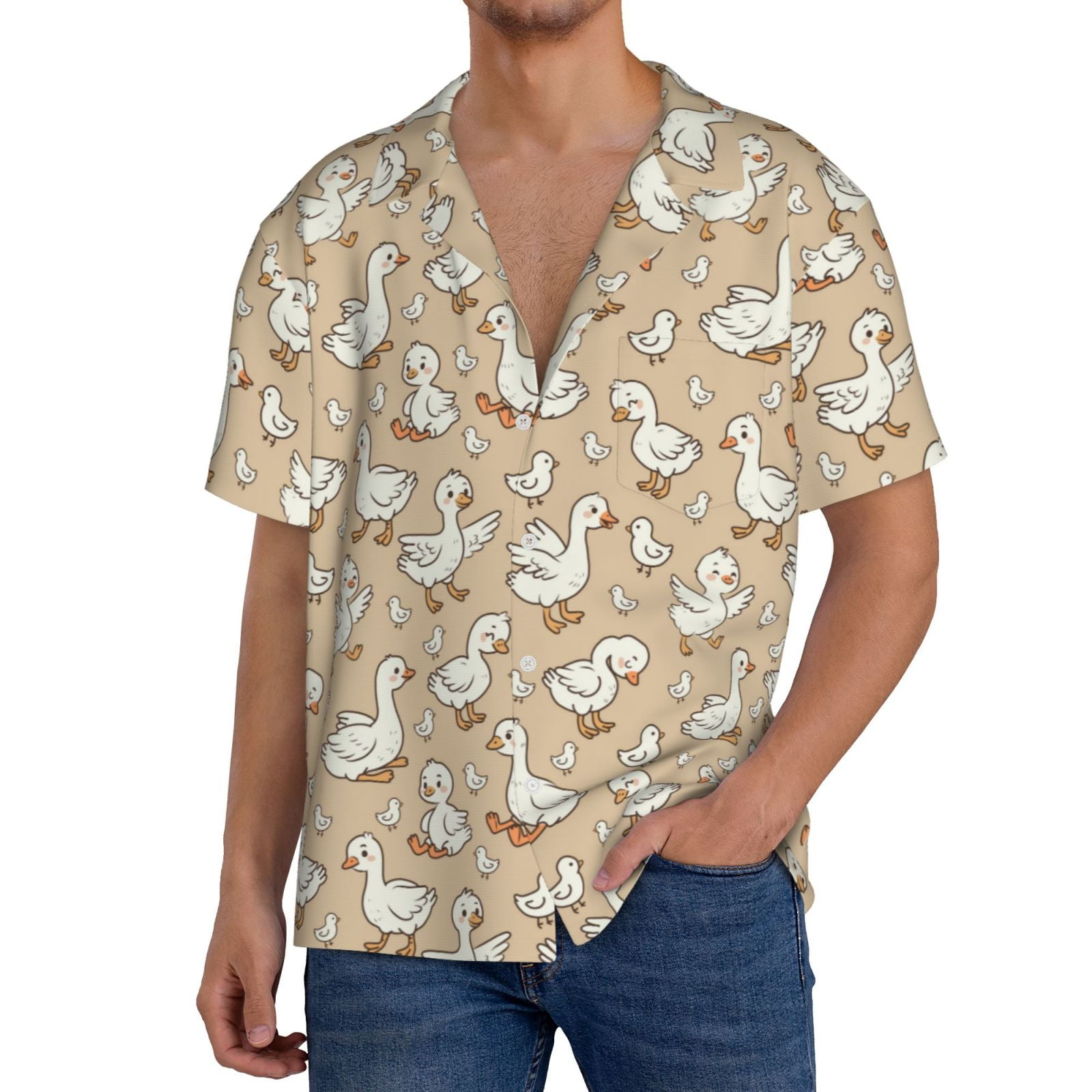 Balery cute geese and chicks Pattern Men's Casual Button Down Shirt ...