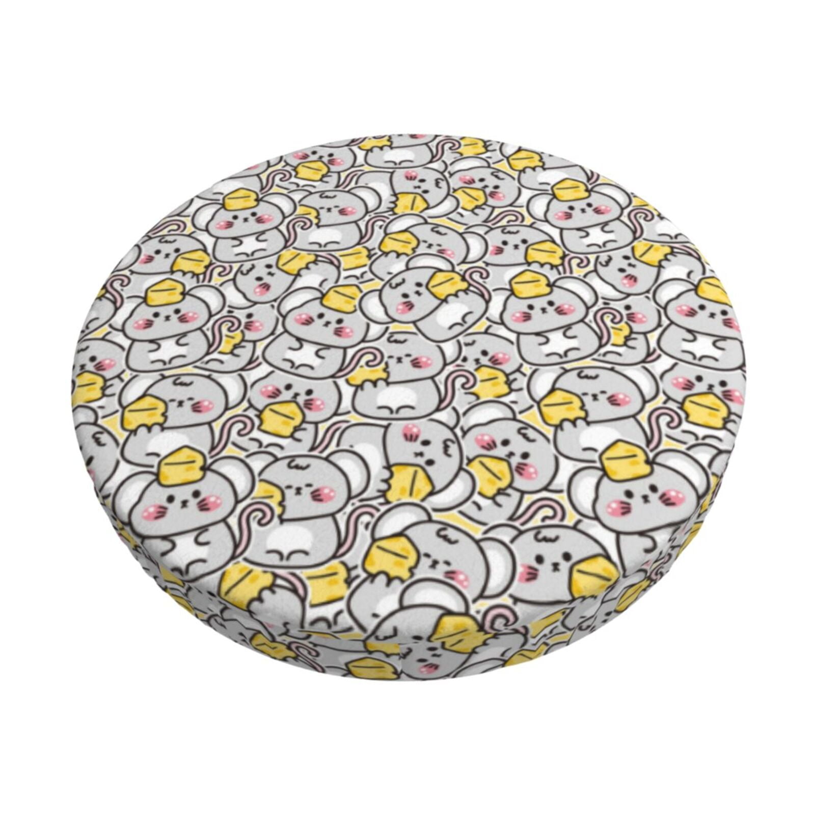 Balery cute rat with cheese Pattern Round Bar Stool Seat Covers Velvet ...