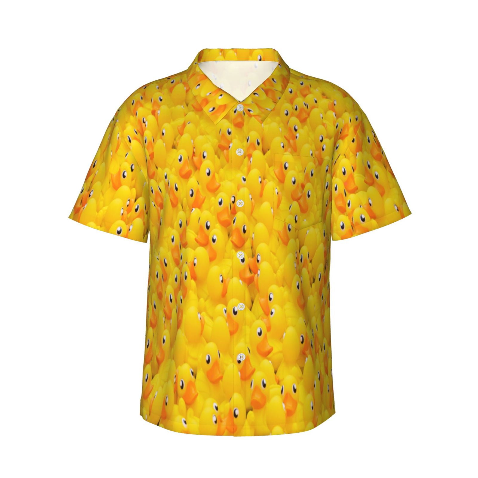 Balery duck floating in the pool Print Men's Hawaiian Shirts Short ...