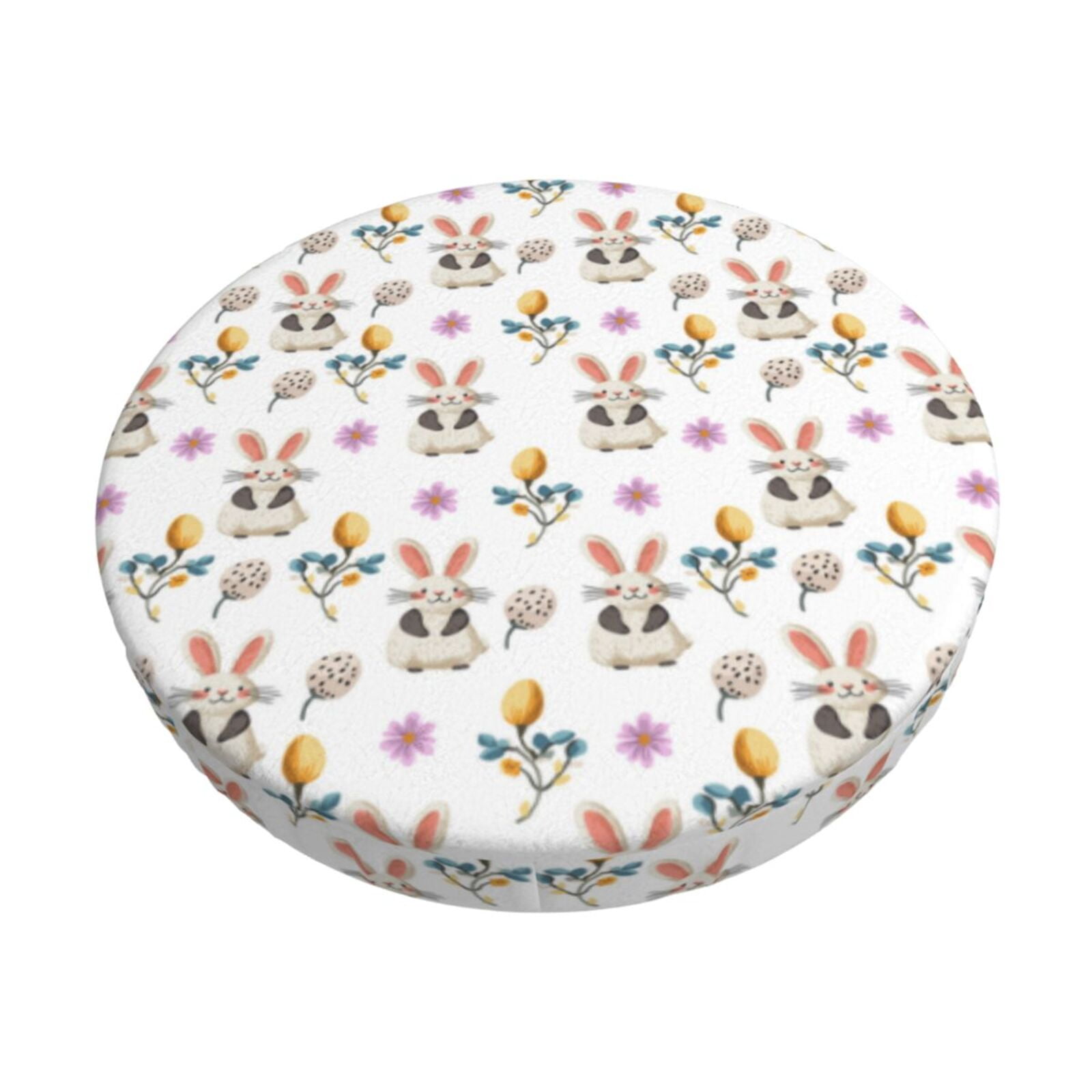 Balery easter Pattern Round Bar Stool Seat Covers Velvet Fabric ...