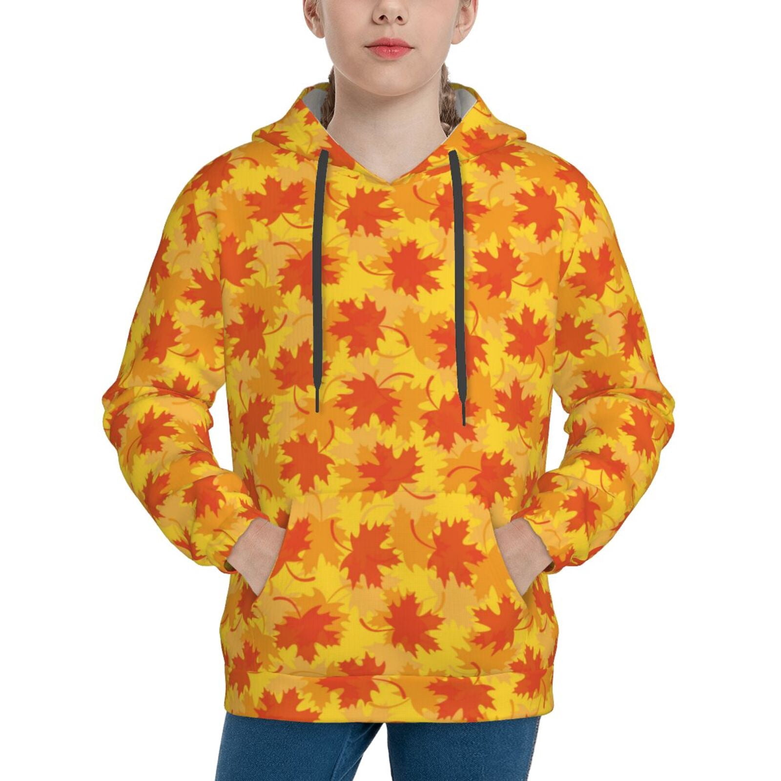 Balery fall retro maple leaf Pattern Boys Hoodie, Youth Pullover Hooded ...
